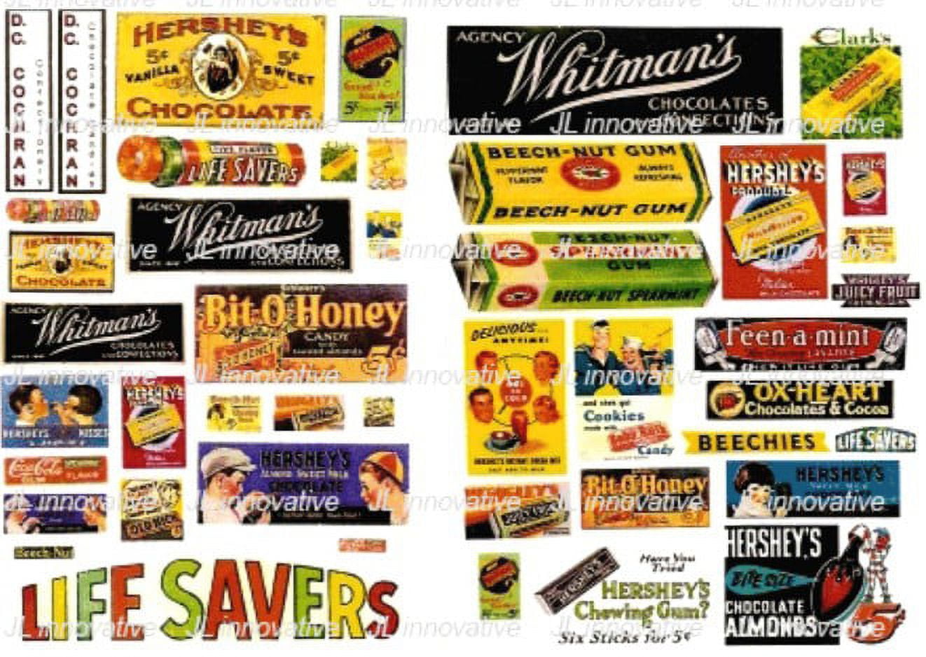 HO 1930's-50's Vintage Candy Signs (45) - Walmart.com