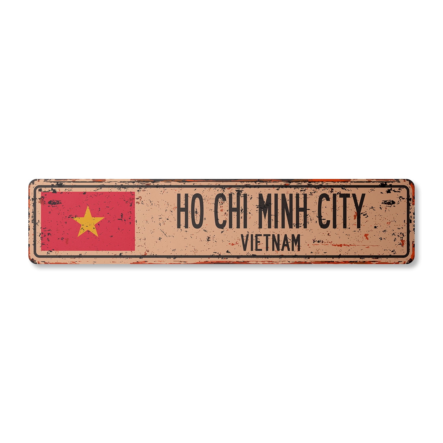 HO CHI MINH CITY VIETNAM Vintage Plastic Street Sign Vietnamese flag ...