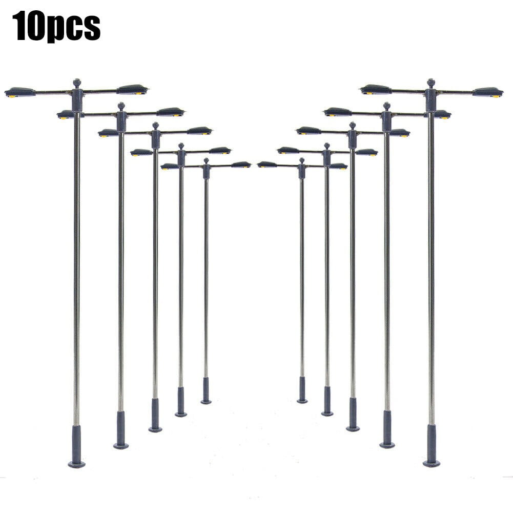 HO OO Scale 10pcs Model Street Lamp Height Adjustable 3 Volts Double ...