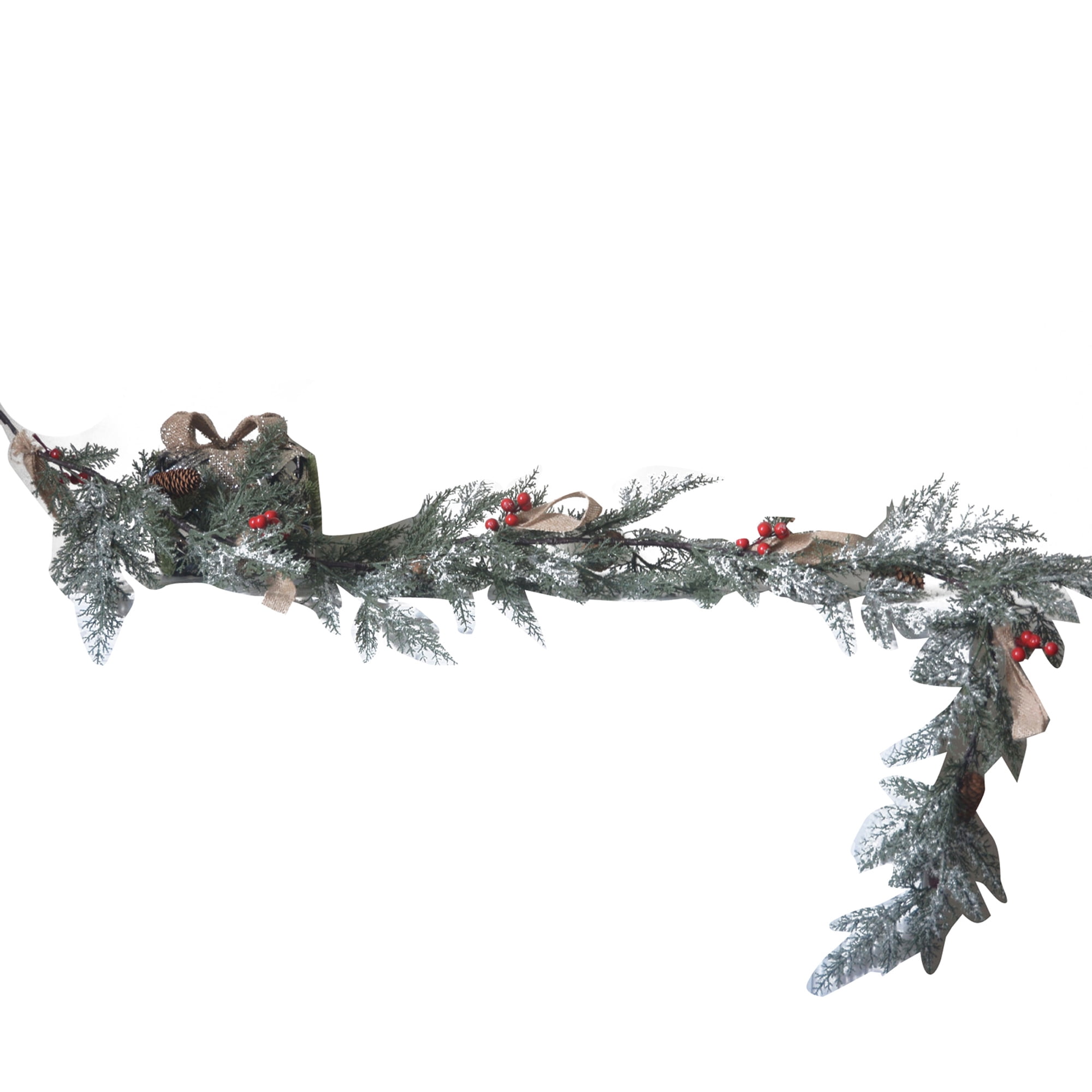 HOANSELAY Artificial Flocked Christmas Garland with Lights, 180cm ...