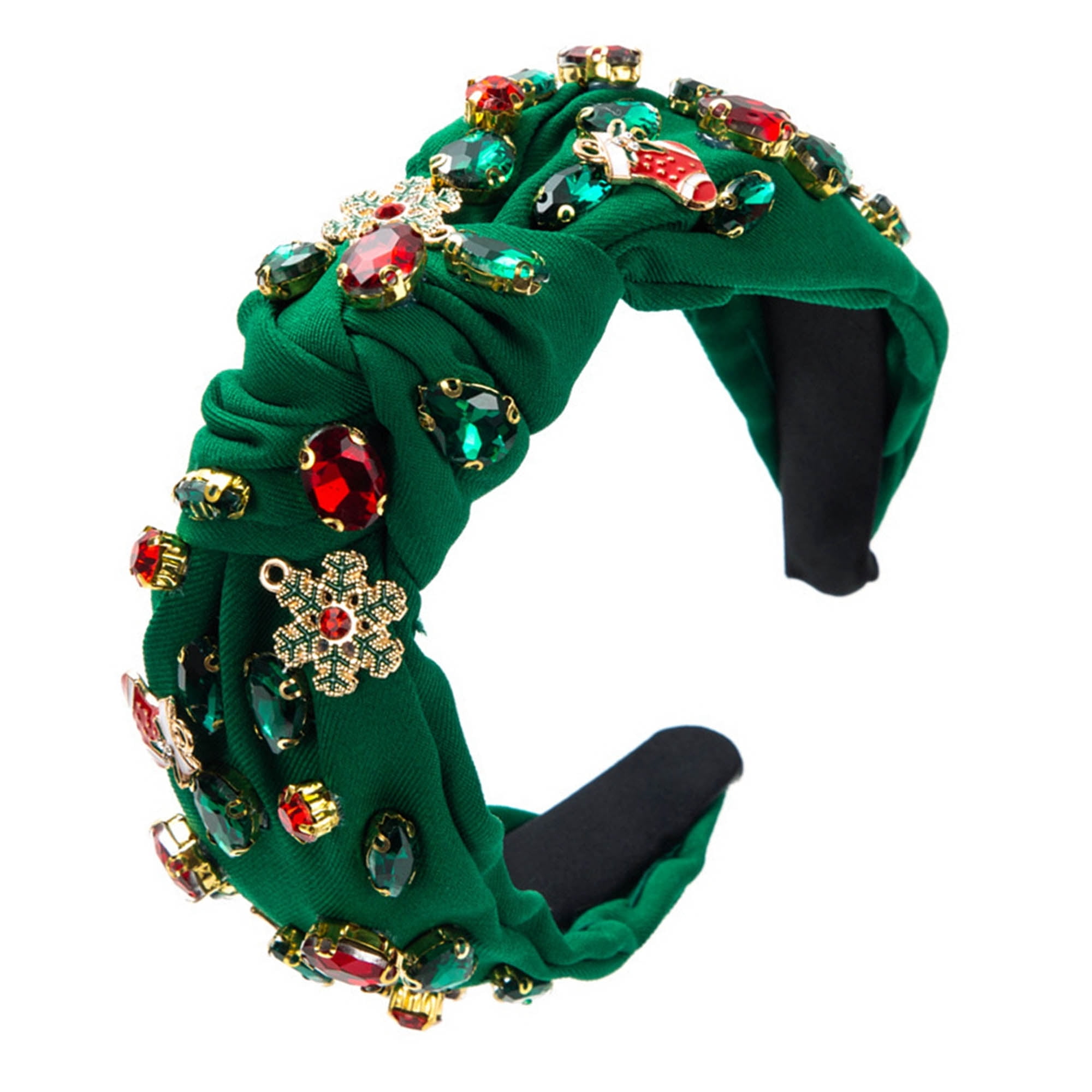 HOANSELAY Christmas Pearl Headband for Women, Knotted Crystal Jeweled ...