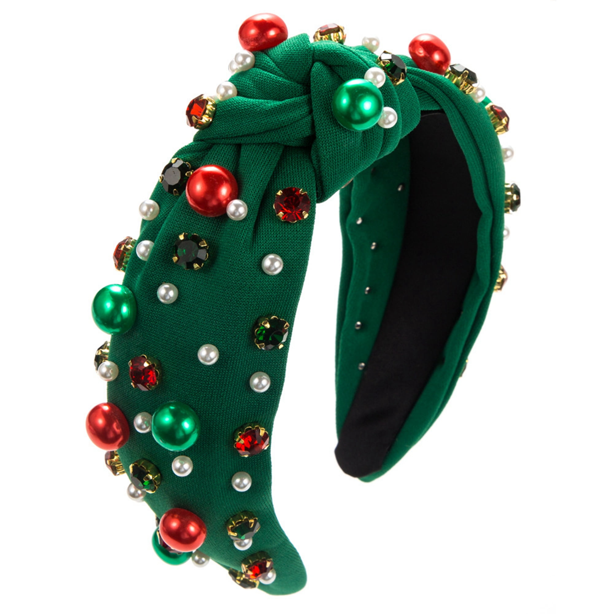 HOANSELAY Christmas Pearl Headband for Women Knotted Crystal Jeweled ...