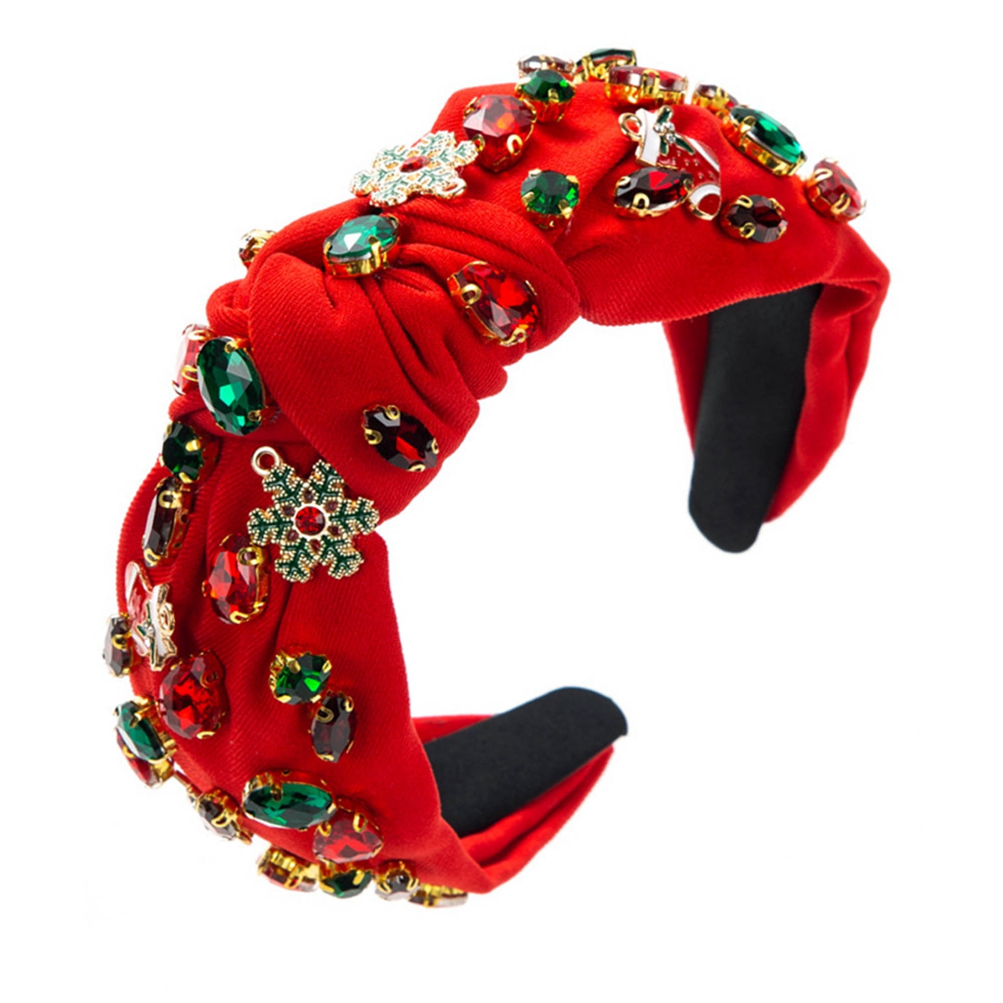 HOANSELAY Christmas Pearl Headband for Women Knotted Crystal Jeweled ...