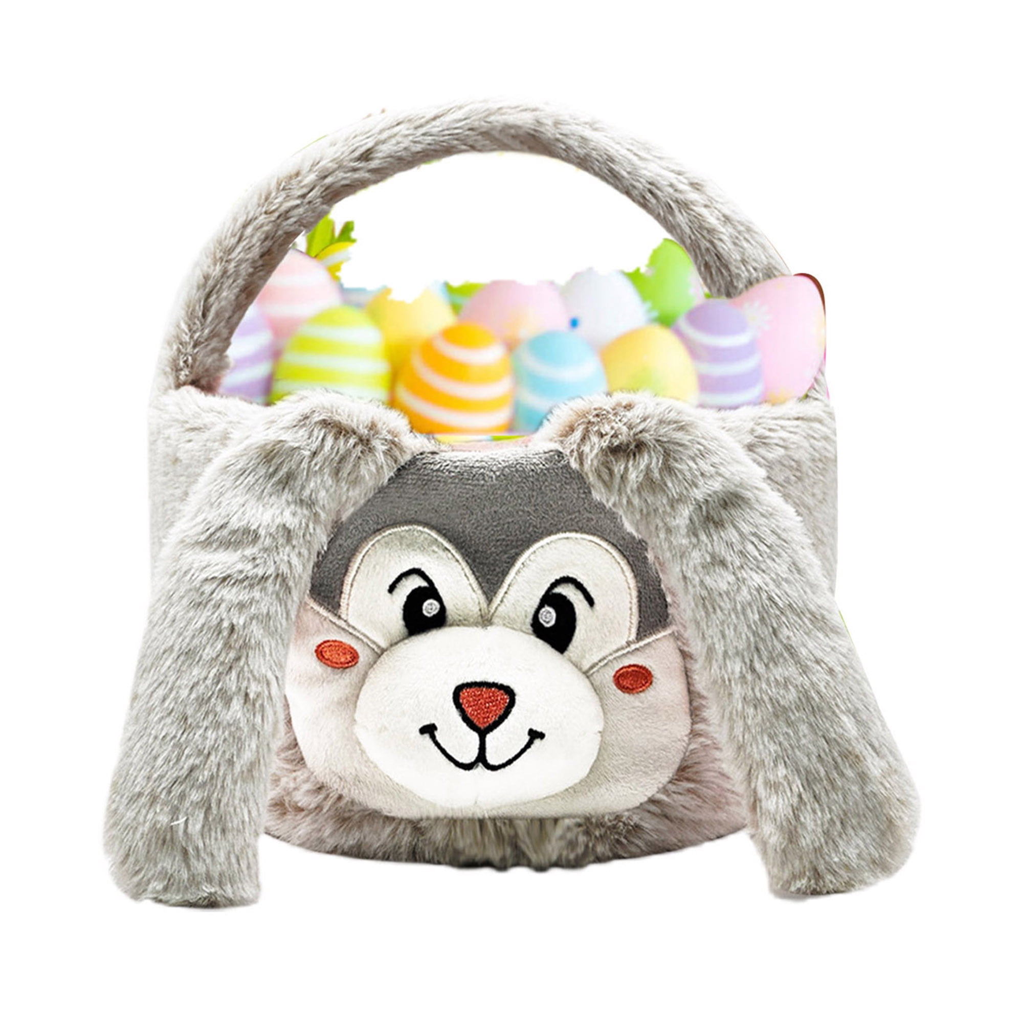 HOANSELAY Easter Basket Bunny Plush Cattle Basket Plush Rabbit Eggs ...