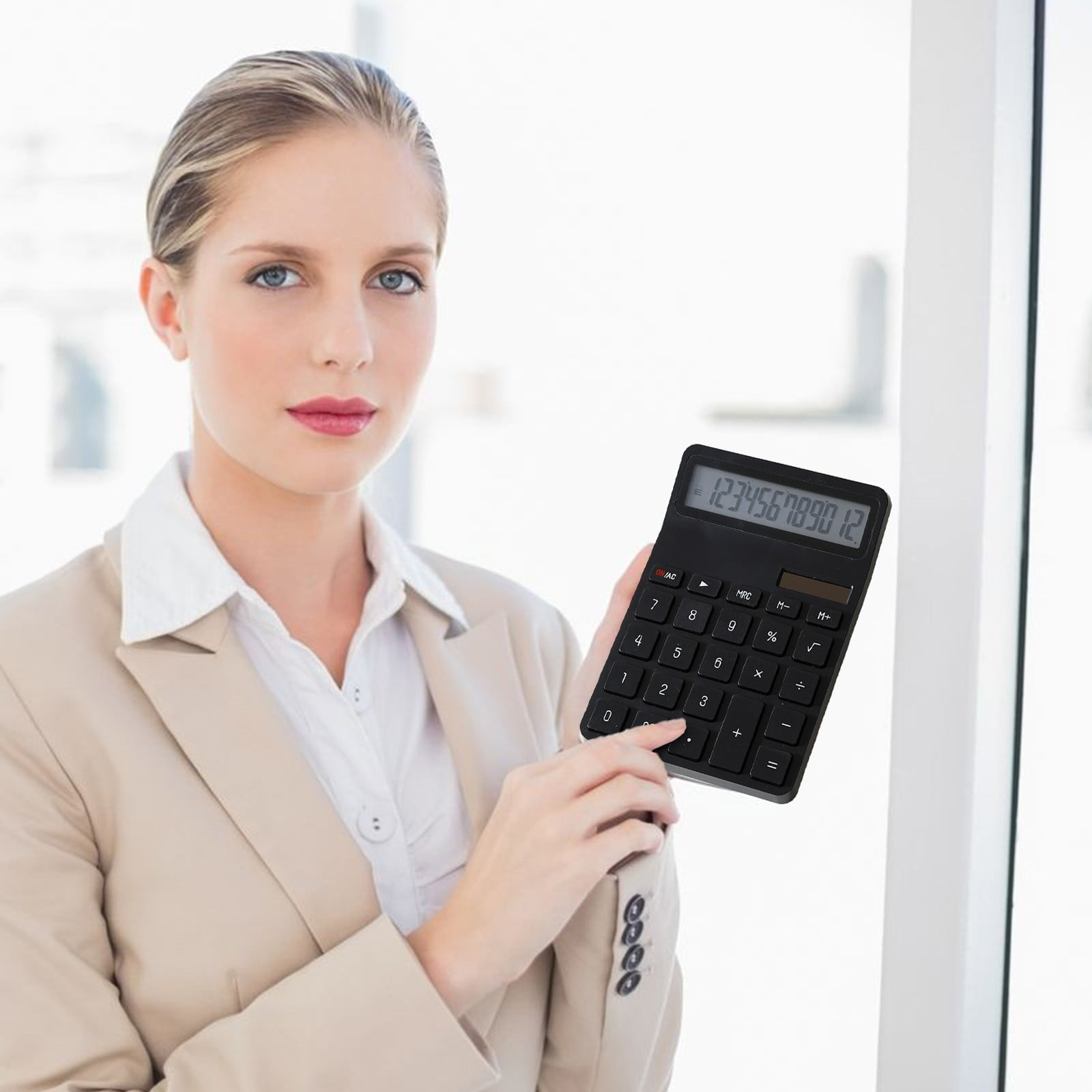 HOARBOEG 12-Digit Large Screen Solar & Battery Powered Calculator ...