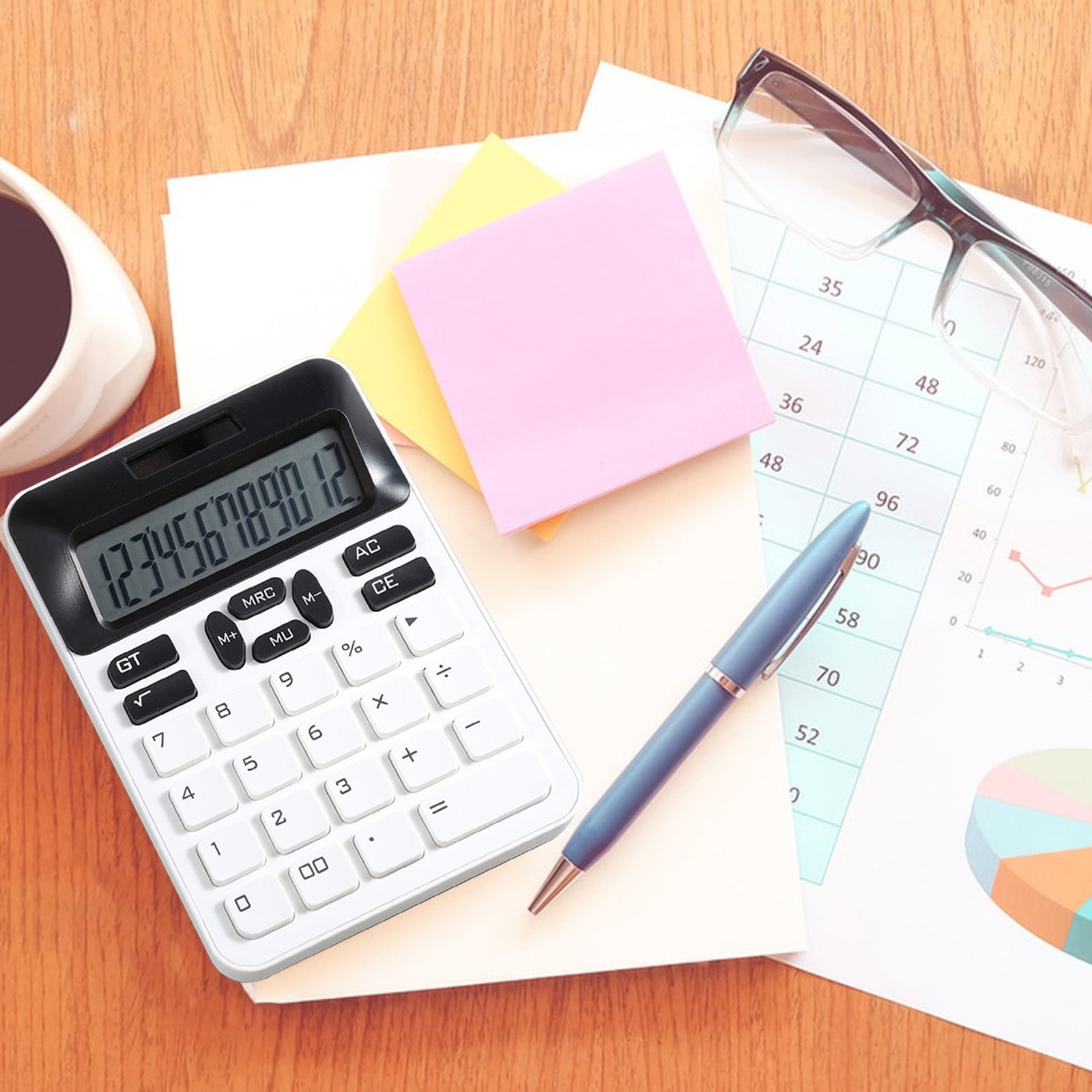 HOARBOEG 12-Digit Solar Battery & Solar Powered Calculator with Large ...