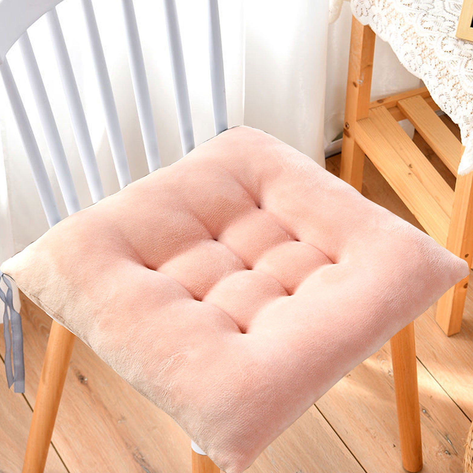 HOARBOEG 15.75*15.75in Square Chair Cushion with Ties Soft Fuzzy Plush ...