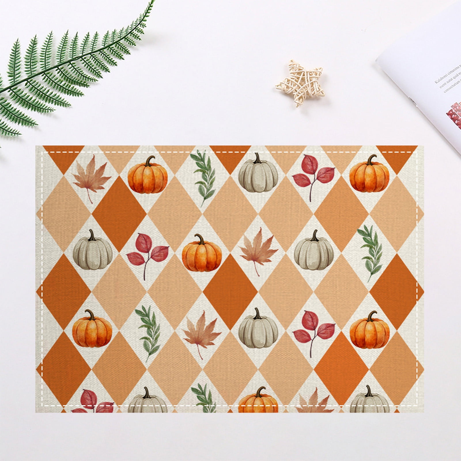 HOARBOEG 17.7*11.8in Fall Table Mat, Thanksgiving Linen Placemats ...