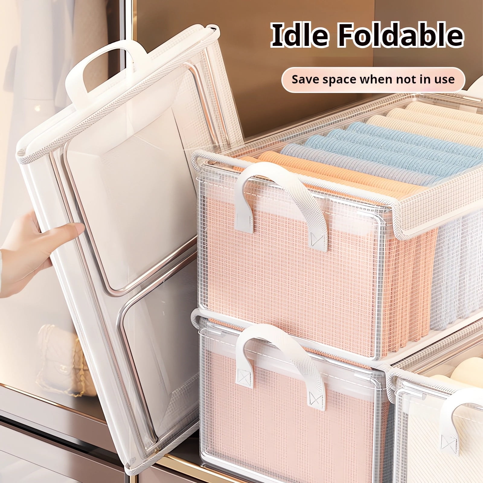 HOARBOEG 19.68*13.77*12.59in Clear PVC Clothing Storage Box with Steel ...