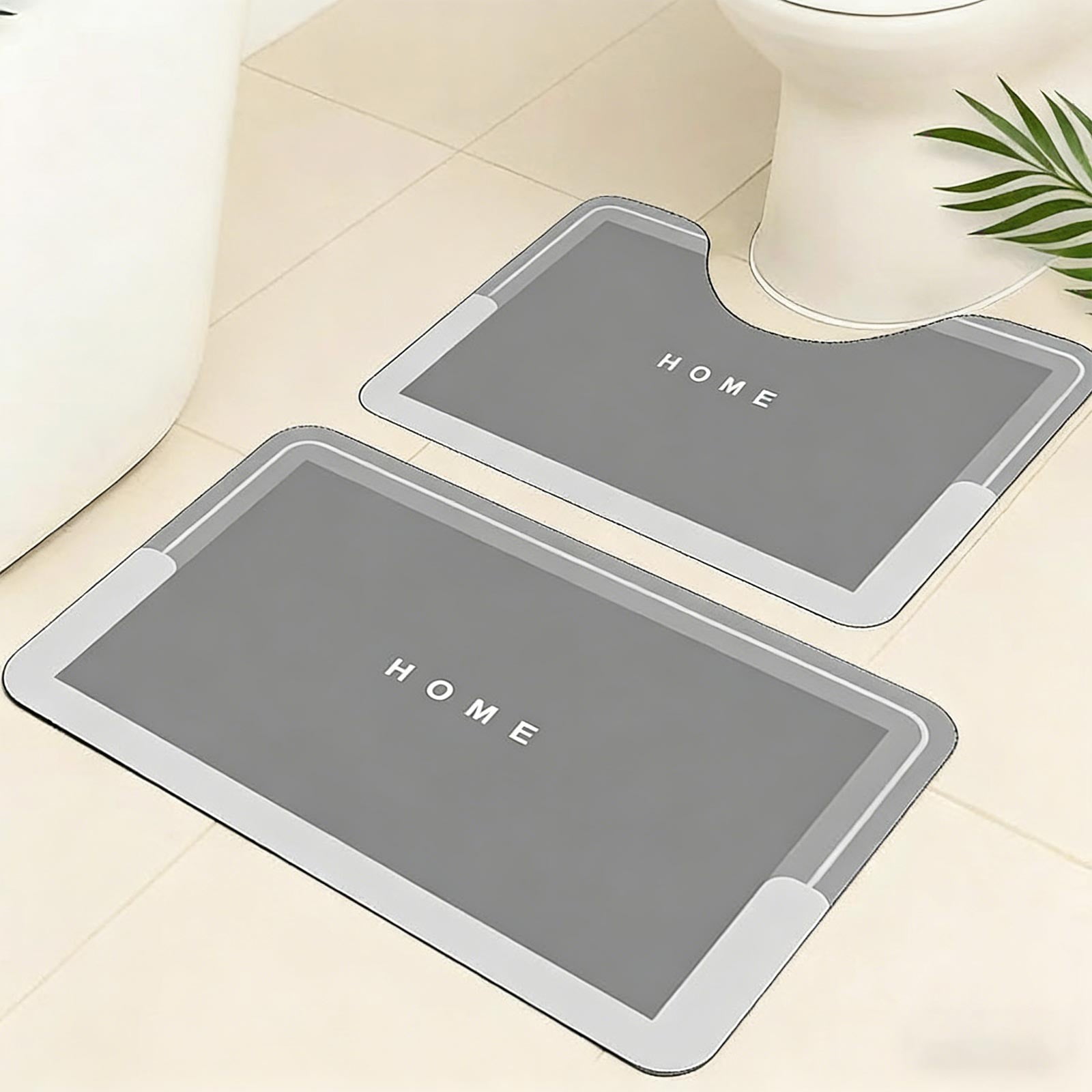 HOARBOEG 2 Pack Bathroom Rugs, Non Slip Bath Mat Super Absorbent Quick ...