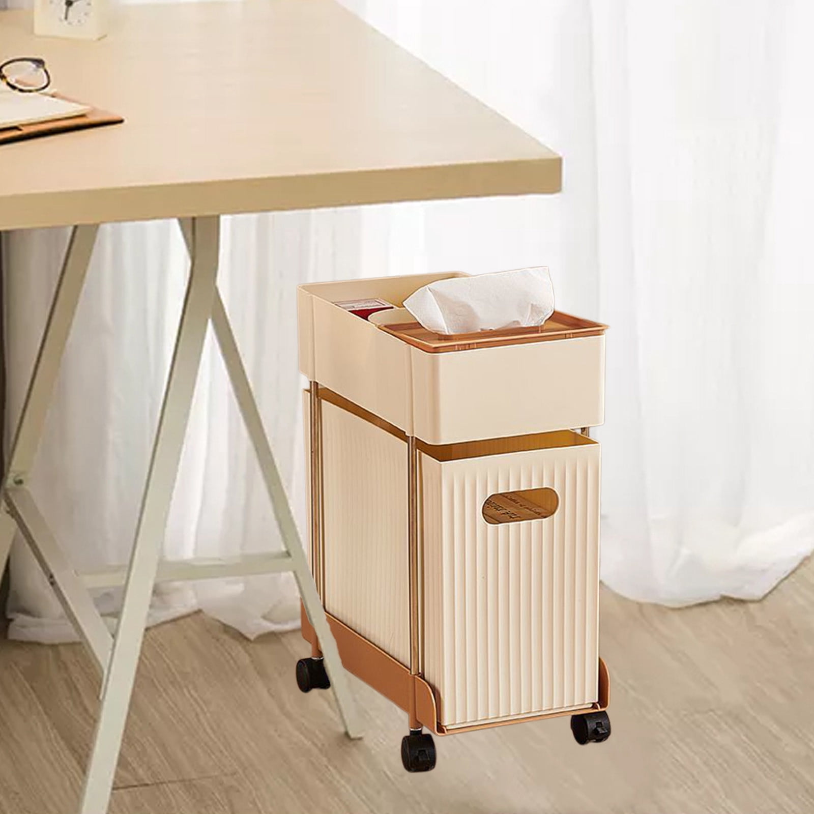 HOARBOEG 2-Tier Rolling Cart, Under Desk Organizer with Wheels, Rolling ...