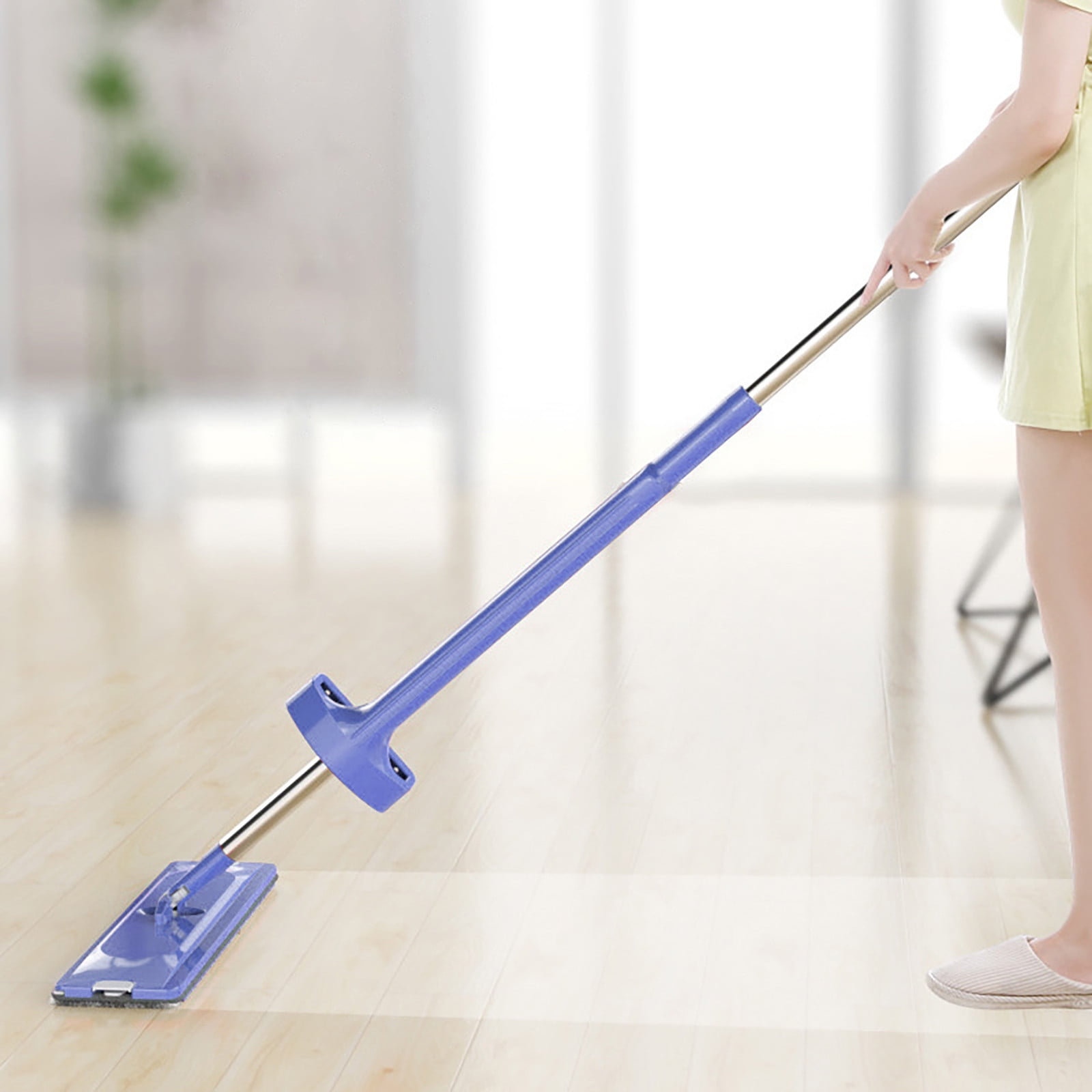 HOARBOEG 2-in-1 Flat Mop with EVA Soft Wiping Blade, Floor Cleaner Hand ...