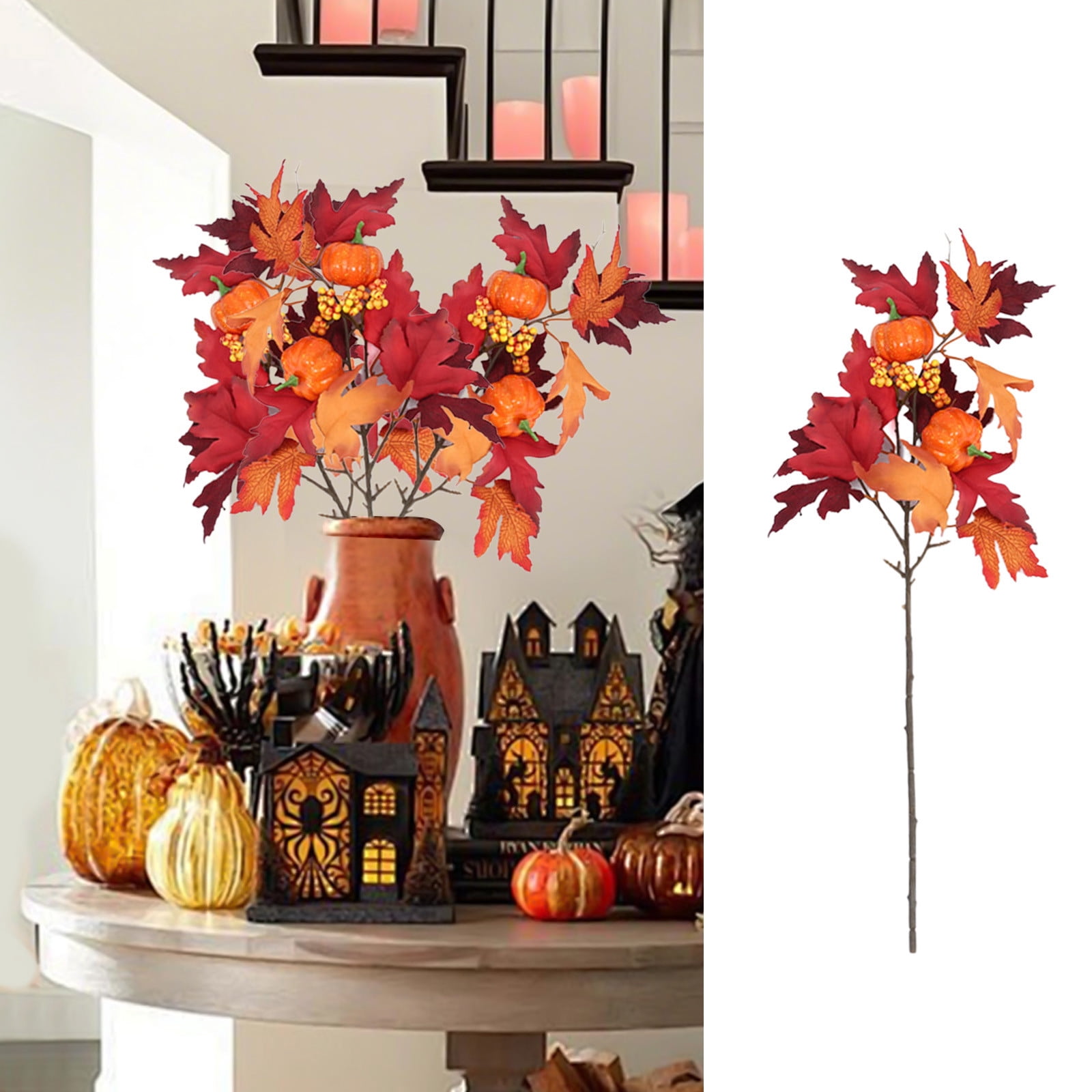 HOARBOEG 27.55in Realistic Artificial Red Maple Leaf Branch - Lifelike ...