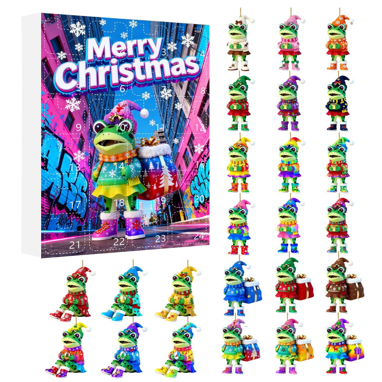HOARBOEG 2D Christmas Frogs Advent Calendar with 24 Surprises, Festive ...
