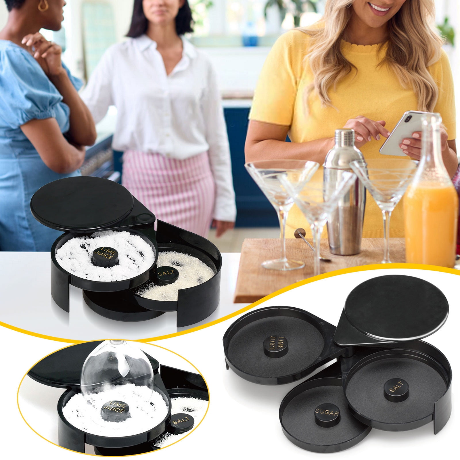 HOARBOEG 3-Tier Plastic Cocktail Rim Box - Stackable Bartender Tool for ...