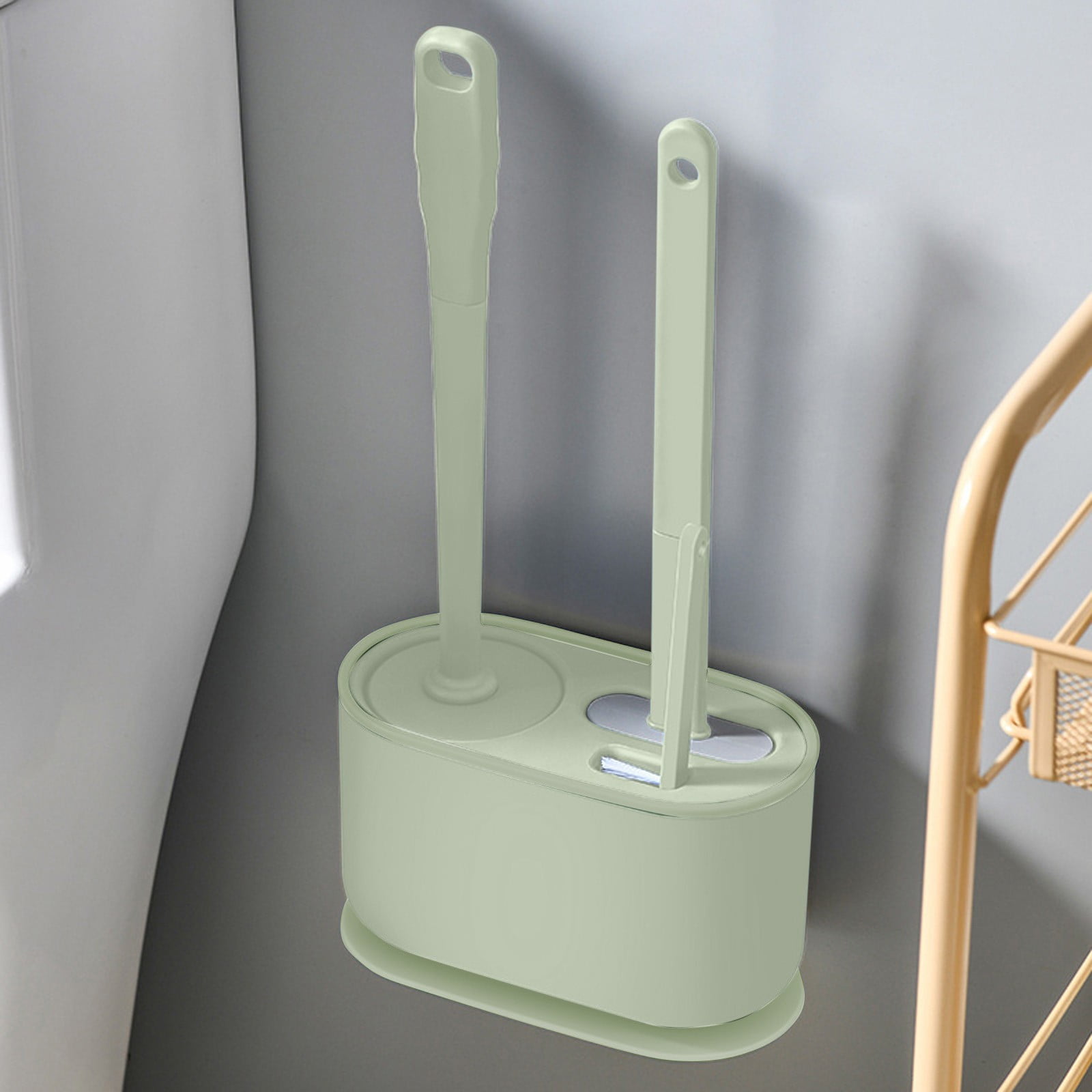 HOARBOEG 3-in-1 Toilet Brush Combination Set Silicone Commode Brush Set ...