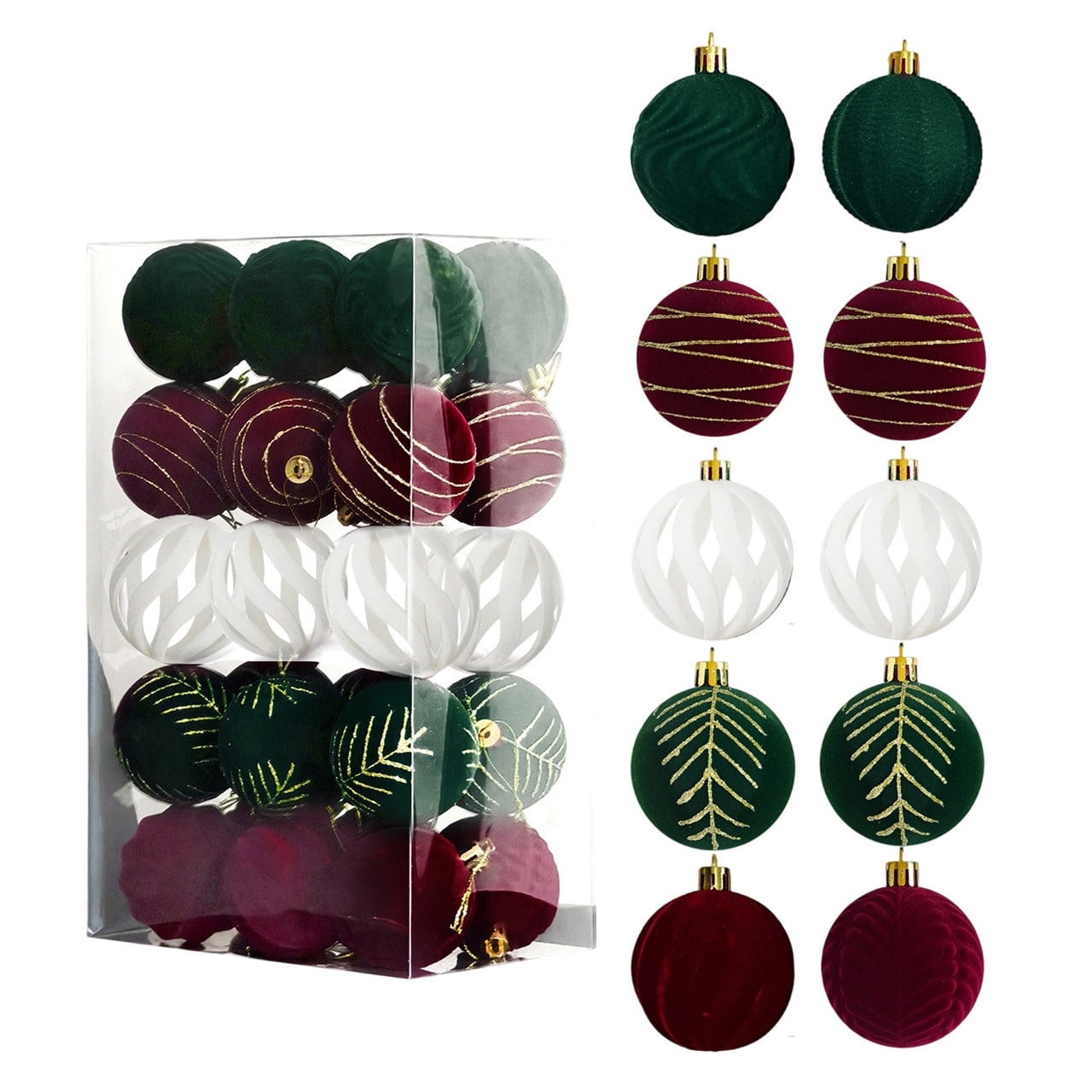 HOARBOEG 30Pcs Flocked Velvet Christmas Ornaments, Luxurious Soft Touch ...