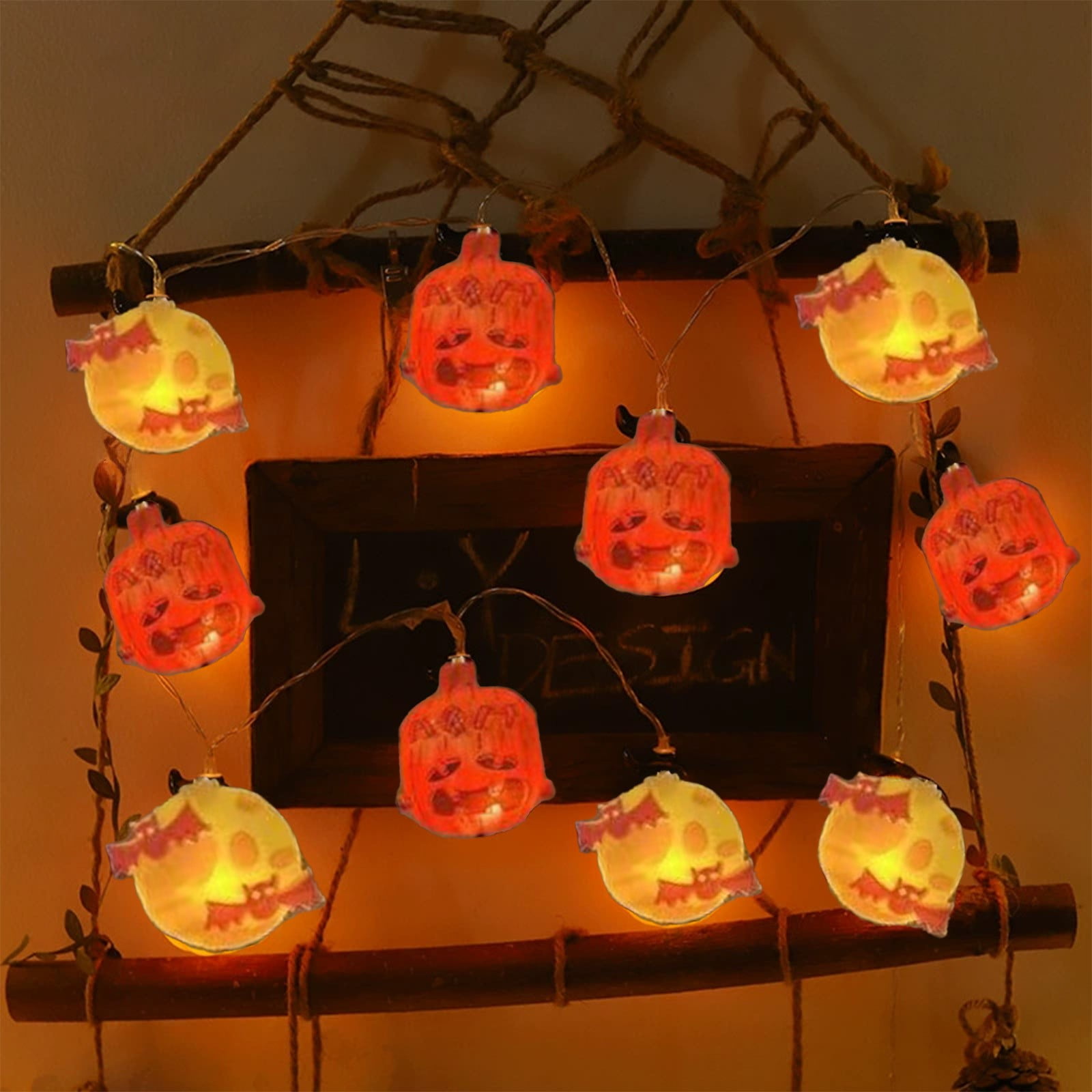 HOARBOEG 5ft Halloween Colorful Light String, Pumpkin & Bats LED String ...