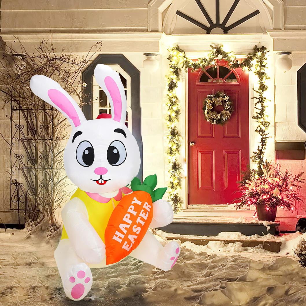 HOARBOEG 5ft Happy Easter Inflatables Outdoor Decorations Bunny And 1 ...