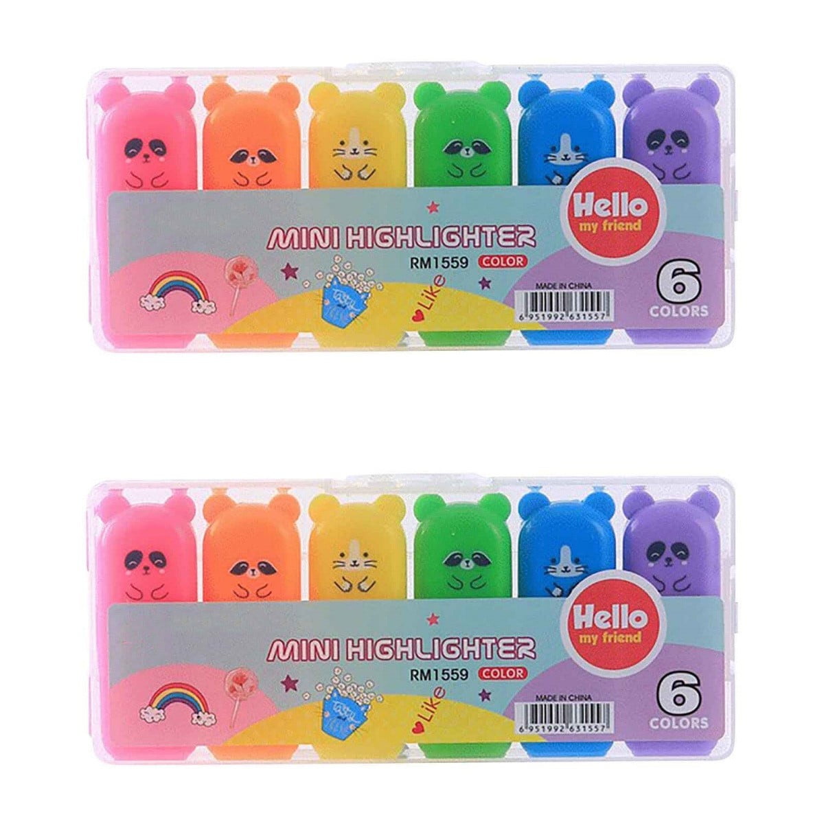 HOARBOEG 6-Color Fluorescent Highlighter Pen Set Office Water-Based ...