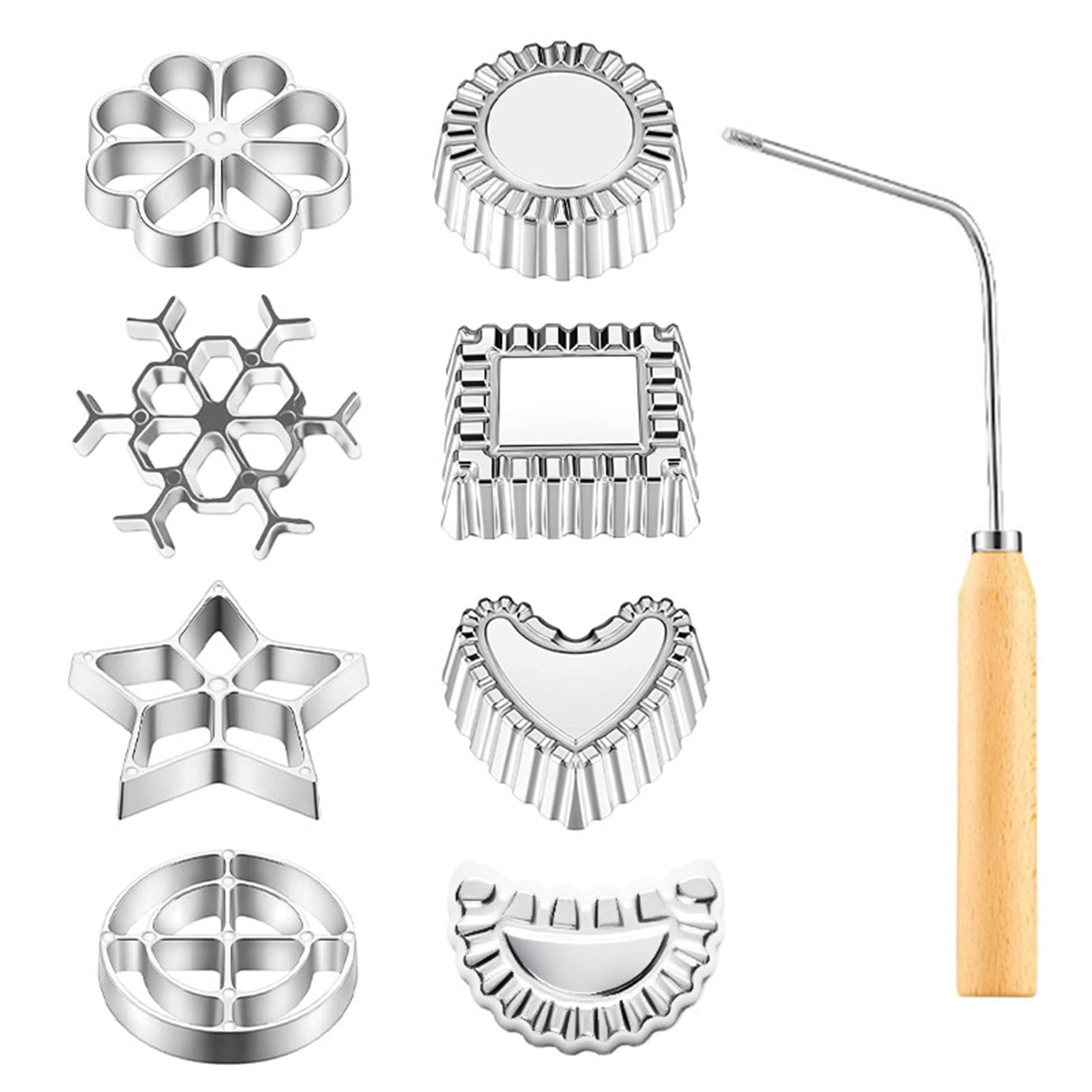 HOARBOEG 9-Piece Scandinavian Rosette and Timbale Iron Set, Traditional ...