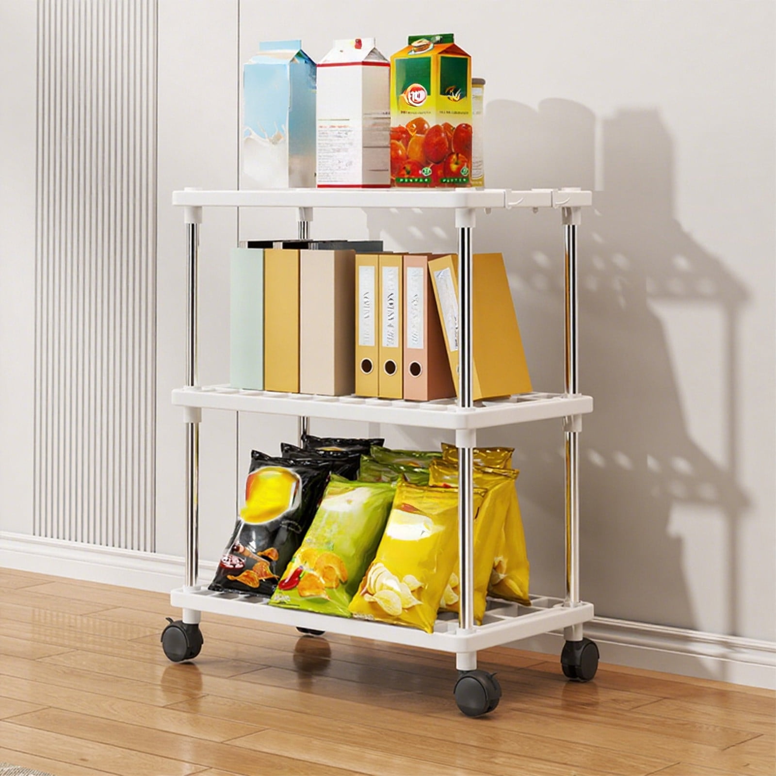 HOARBOEG Adjustable Storage Shelves with Wheels, Plastic Storage ...