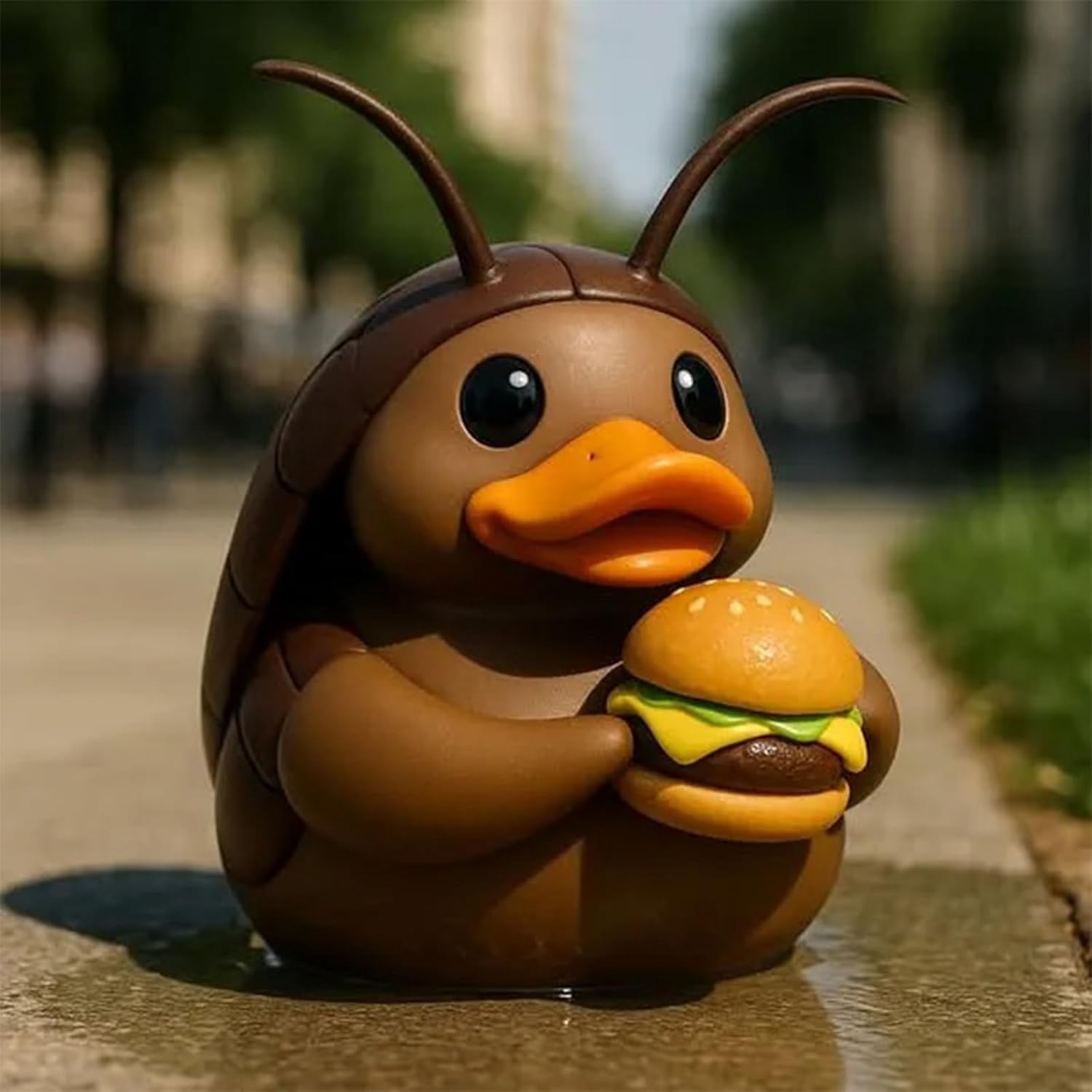 HOARBOEG The Burger-Loving Duck-Bug Figurine - Cute & Funny Desk Toy ...