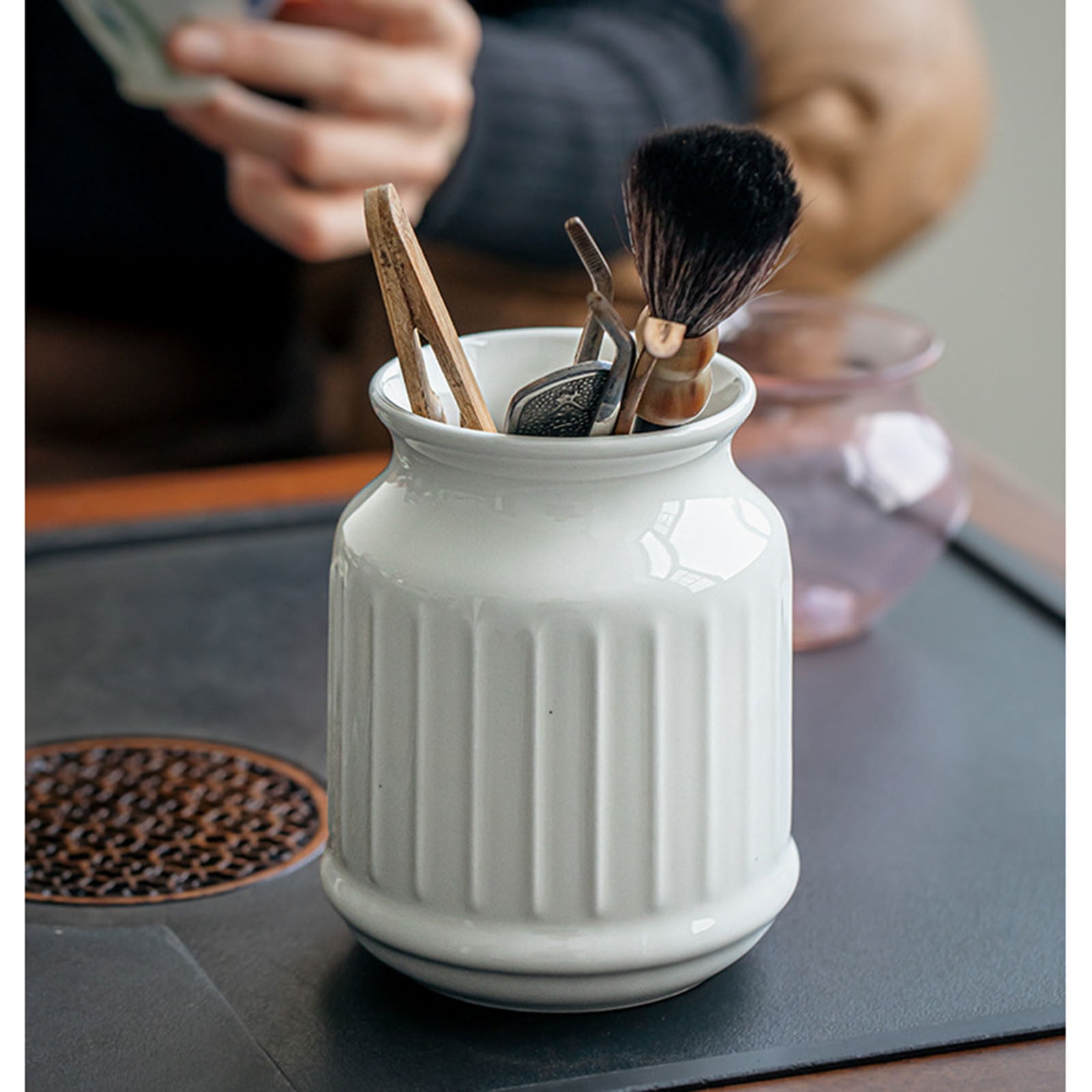 HOARBOEG Ceramic Kitchen Storage Jar with Lid, Whimsical Embossed ...