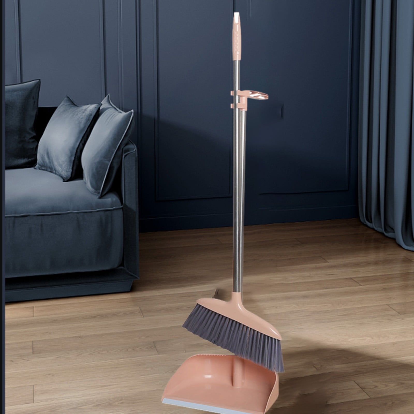HOARBOEG Dustpan Brush Sets Windproof Vertical Long Handle Cleaning Broom Kit Broom with Dustpan ...