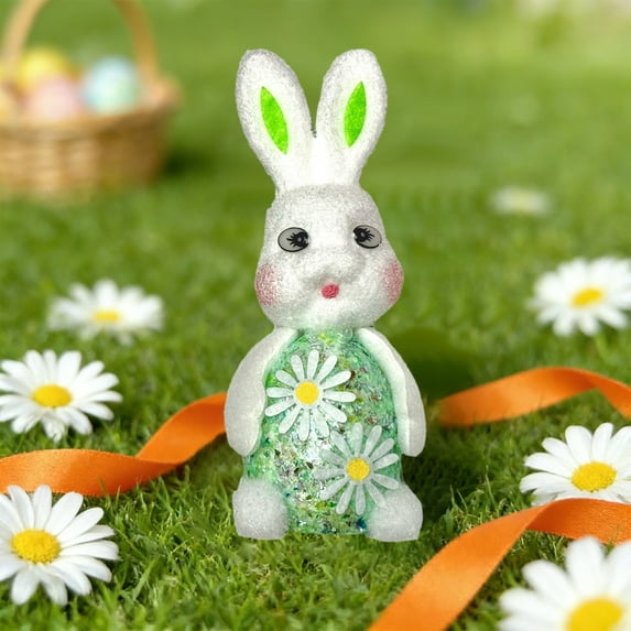 HOARBOEG Easter Bunny Decor, Foam Figurine Holding Tulips & Daisies, Cute Holiday Tabletop Shelf ...