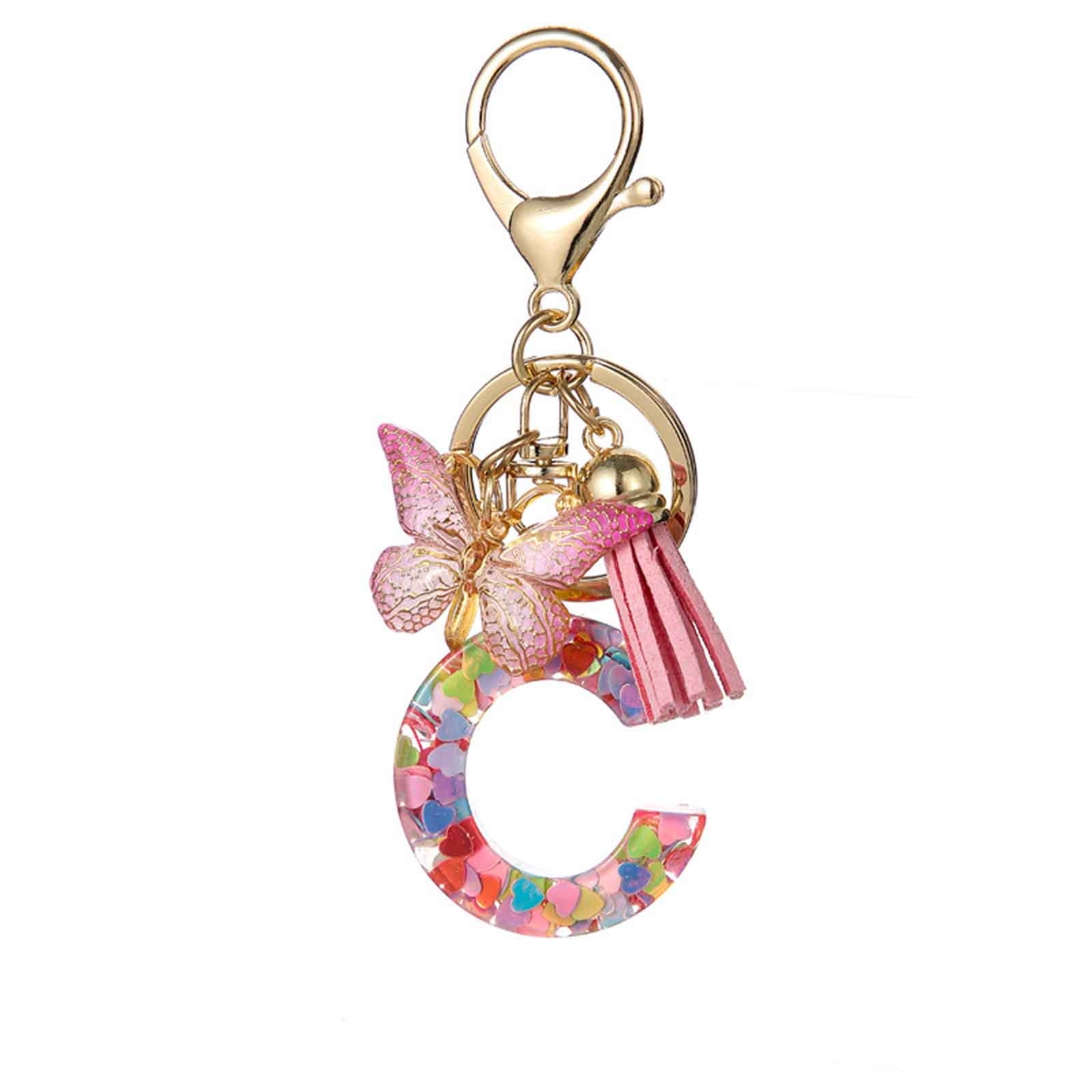 HOARBOEG Fashion Alphabet Initial Letter Keychain Women Tassel ...