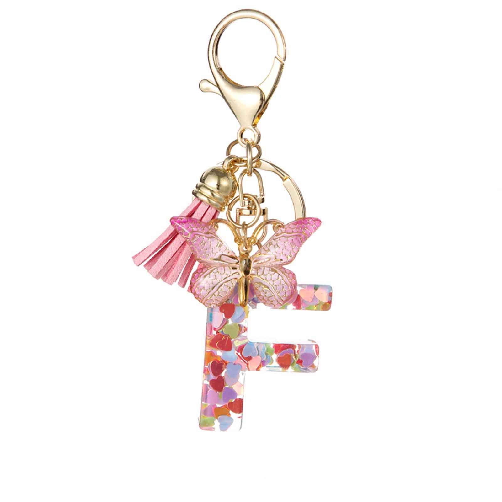 HOARBOEG Fashion Alphabet Initial Letter Keychain Women Tassel ...
