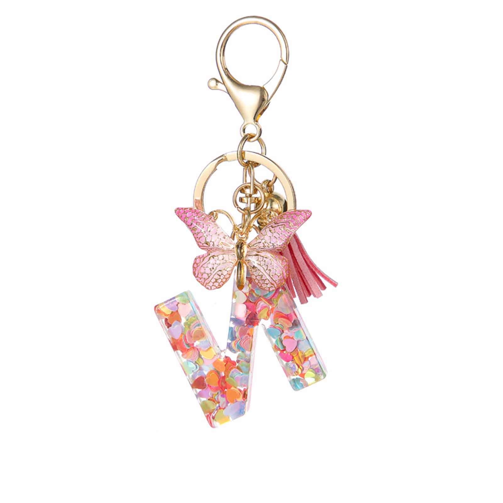HOARBOEG Fashion Alphabet Initial Letter Keychain Women Tassel ...