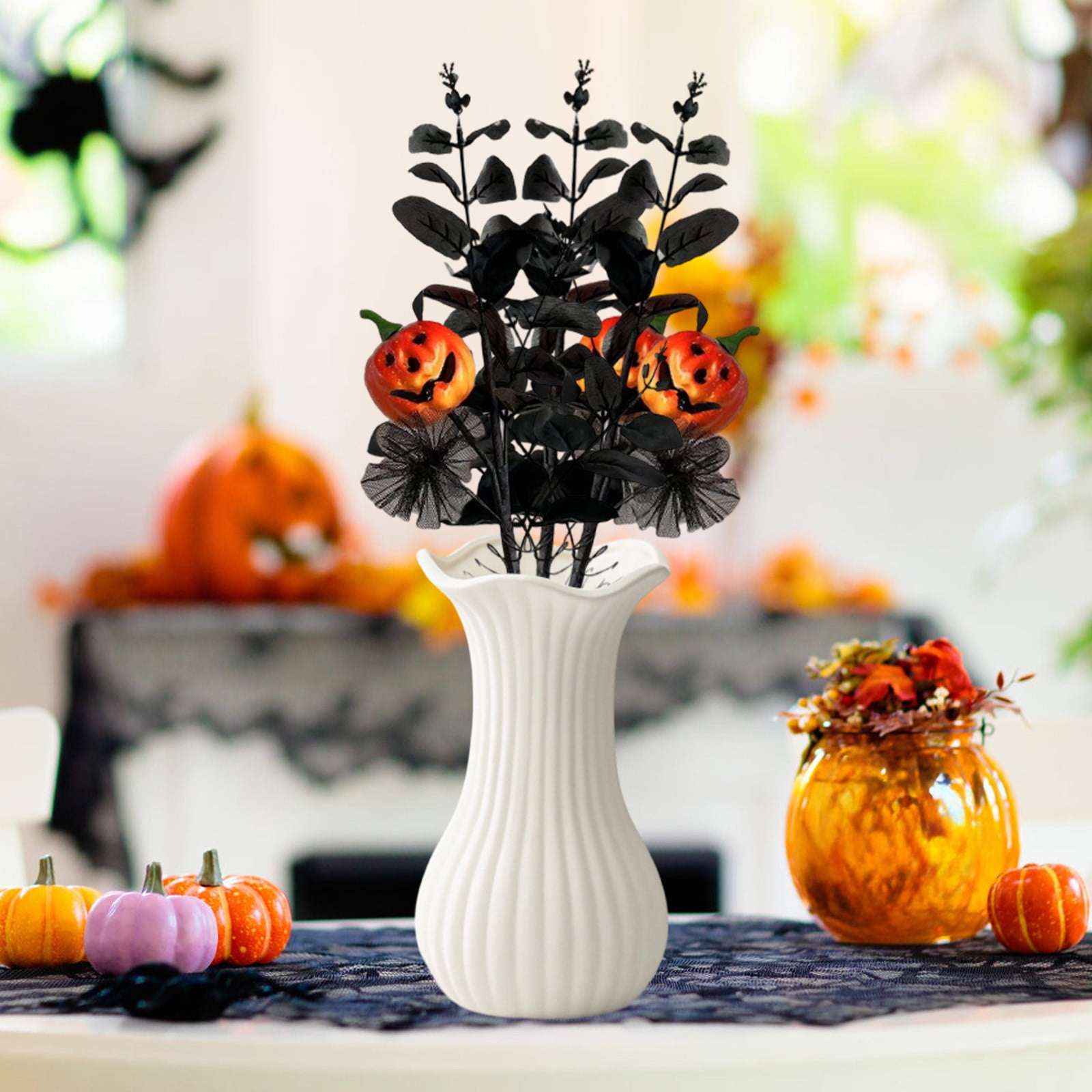 HOARBOEG Halloween Black Maple Leaf Branches Spooky Floral Arrangement ...