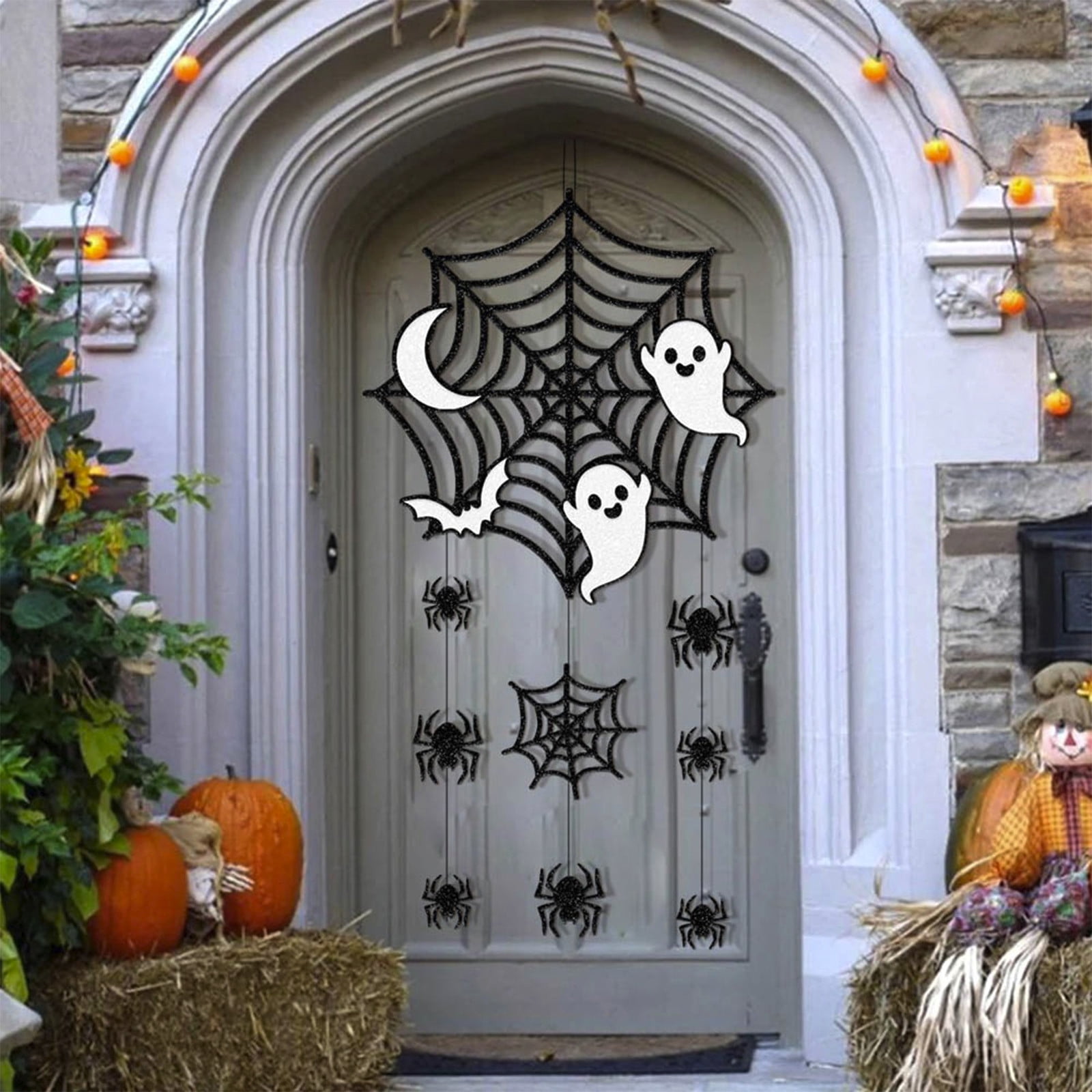 HOARBOEG Halloween Decorations, Spider Web Garland with Spiders, Black ...