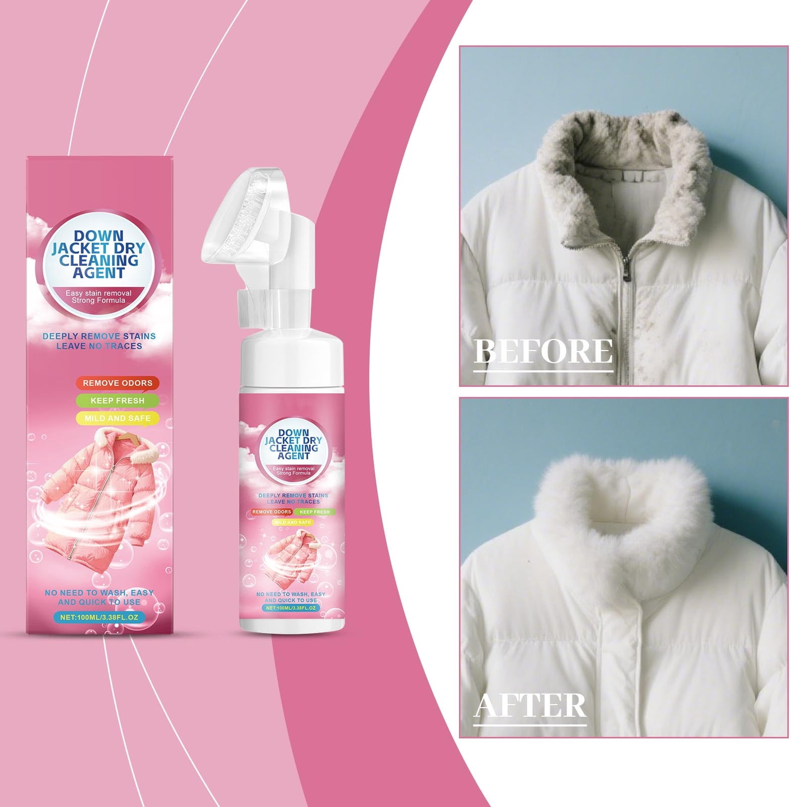 HOARBOEG Down Jacket Dry Cleaner Spray - Powerful Stain Remover for ...