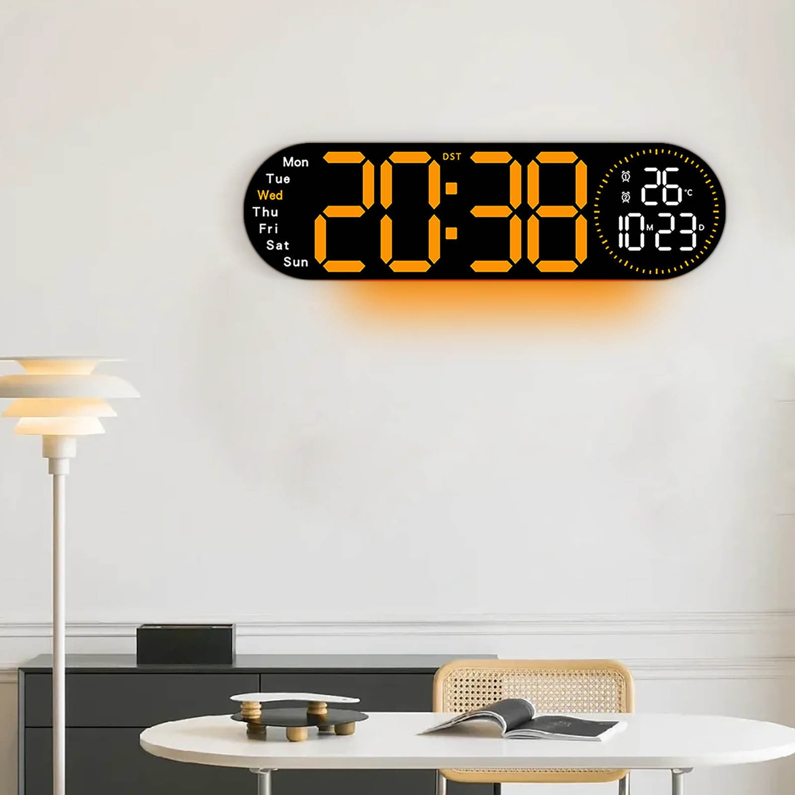 HOARBOEG Large Digital Wall Clock with Remote, 10 RGB Color Modes ...