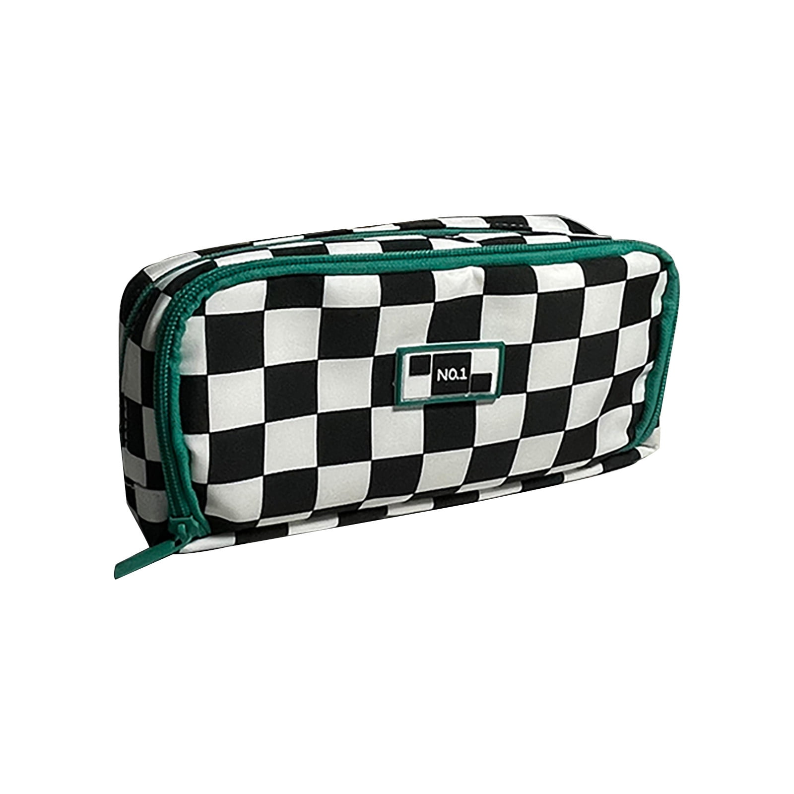 HOARBOEG Large Pencil Case Pouch With Zipper Checkered Pencil Pouch for ...