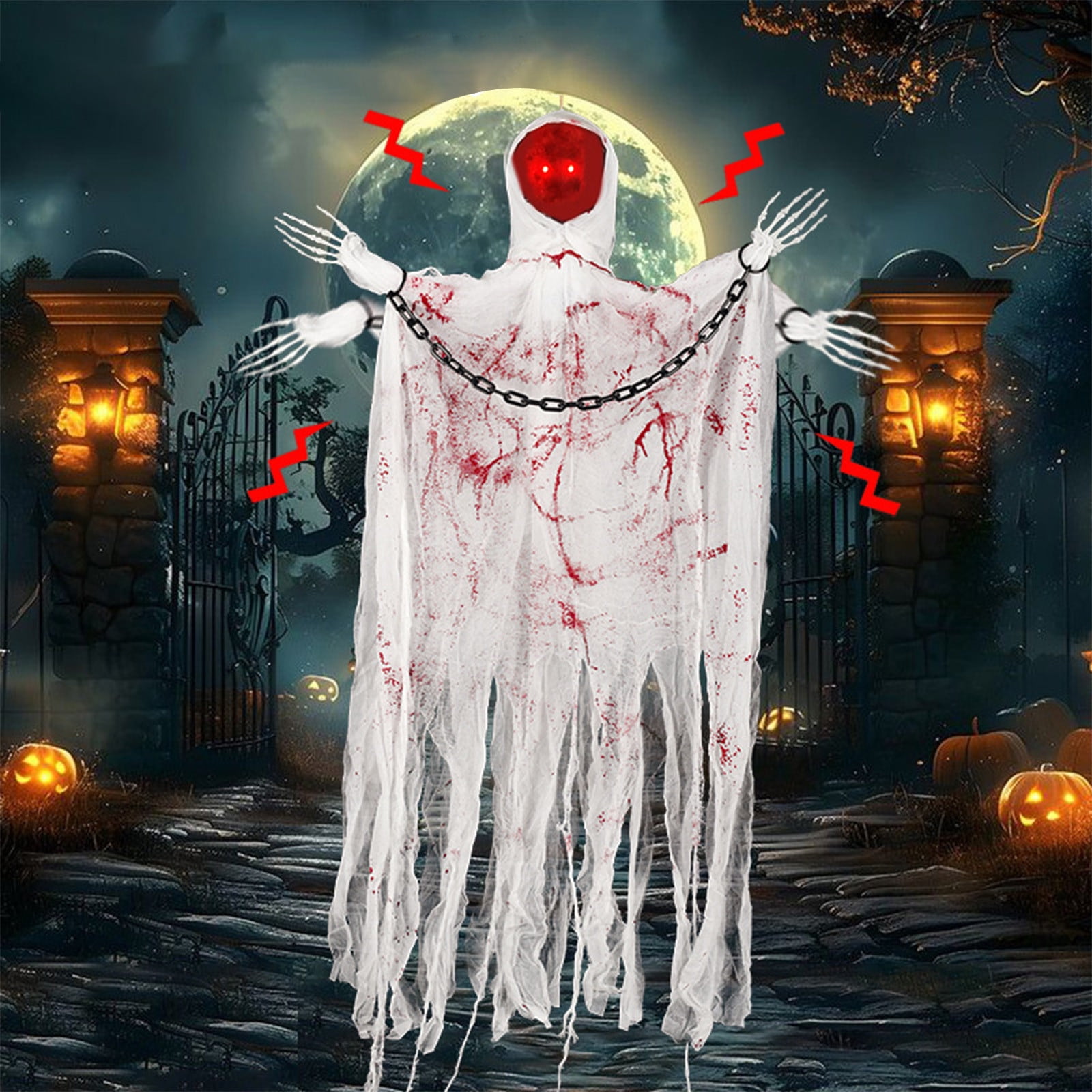 HOARBOEG Large Scary Halloween Decor Animatronic Motion-Activated Prop ...