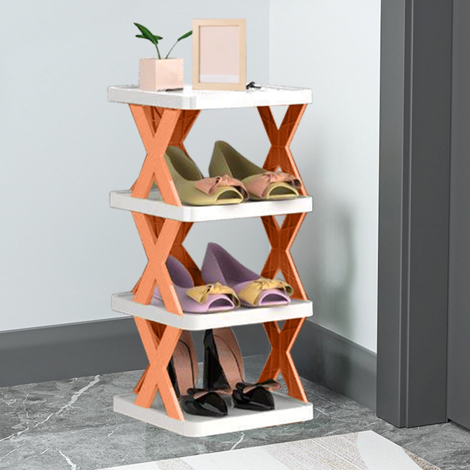 HOARBOEG Narrow Shoe Rack for Entryway,4 Tier Vertical Shoe Storage ...