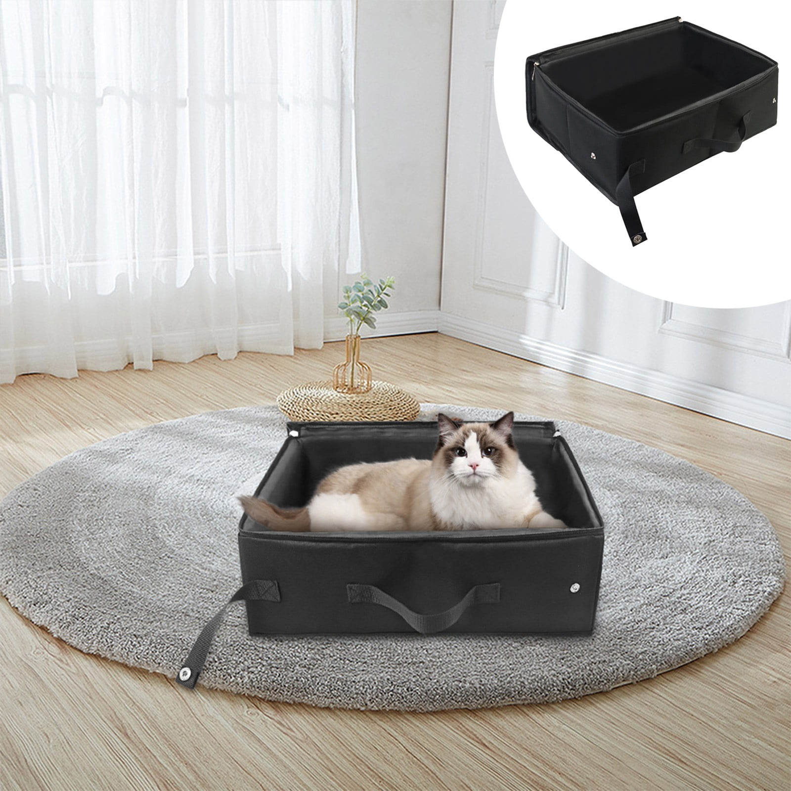 HOARBOEG Portable Cat Litter Box Foldable Kitty Litter Pan Cloth Cat ...