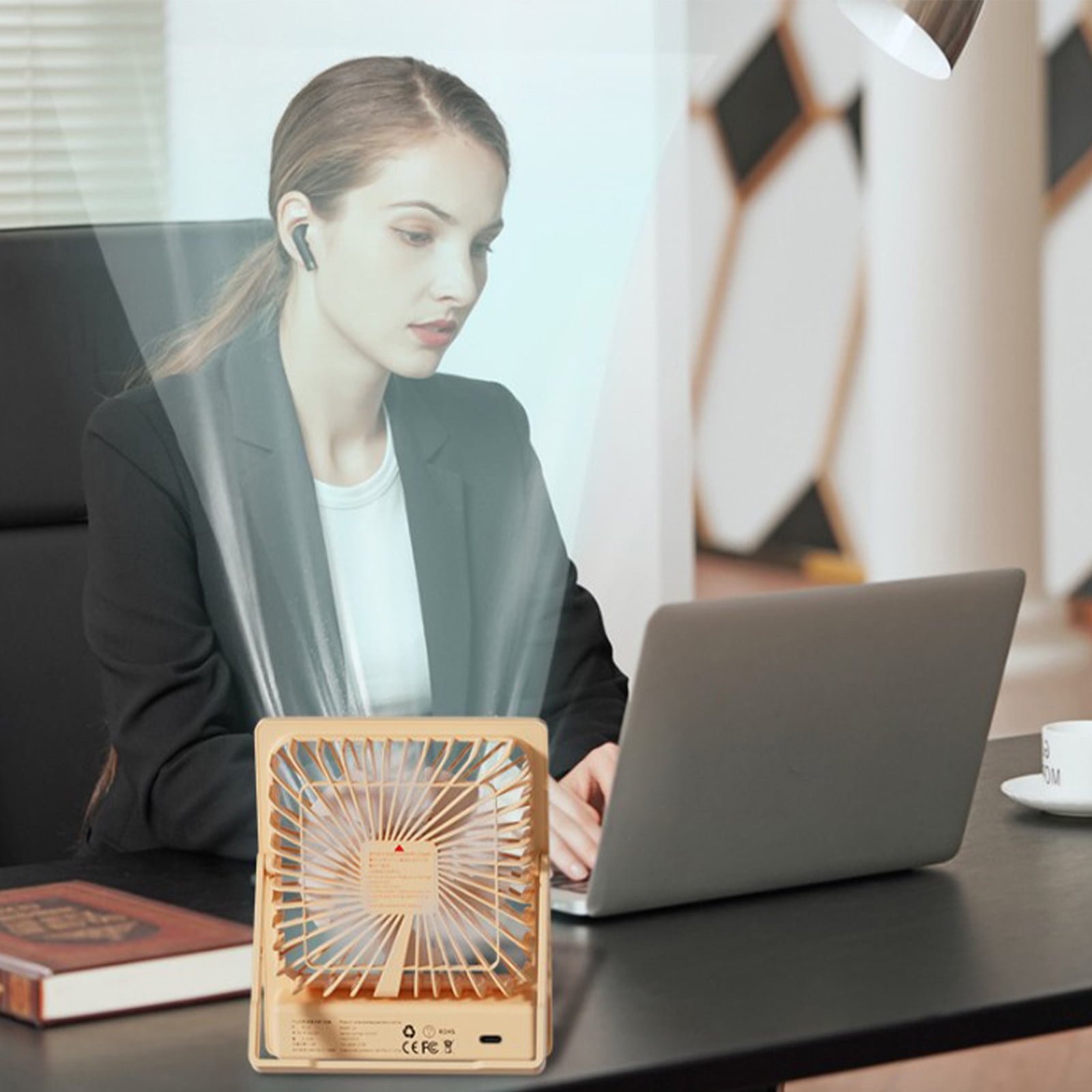 HOARBOEG Portable Table Fan with LED Display - 5 Speed Adjustable ...