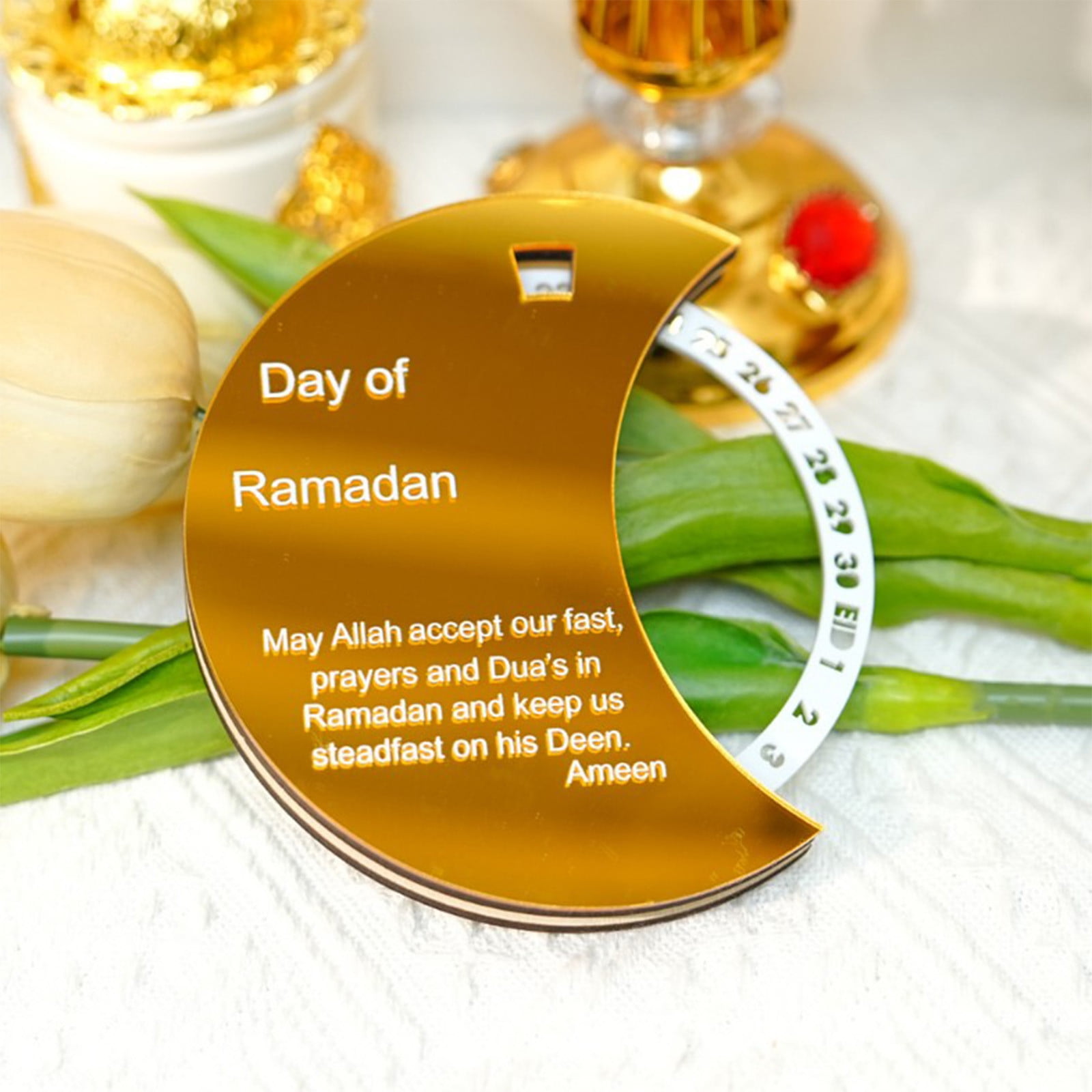 HOARBOEG Ramadan Countdown Calendar, Rotatable Wooden Acrylic Round ...