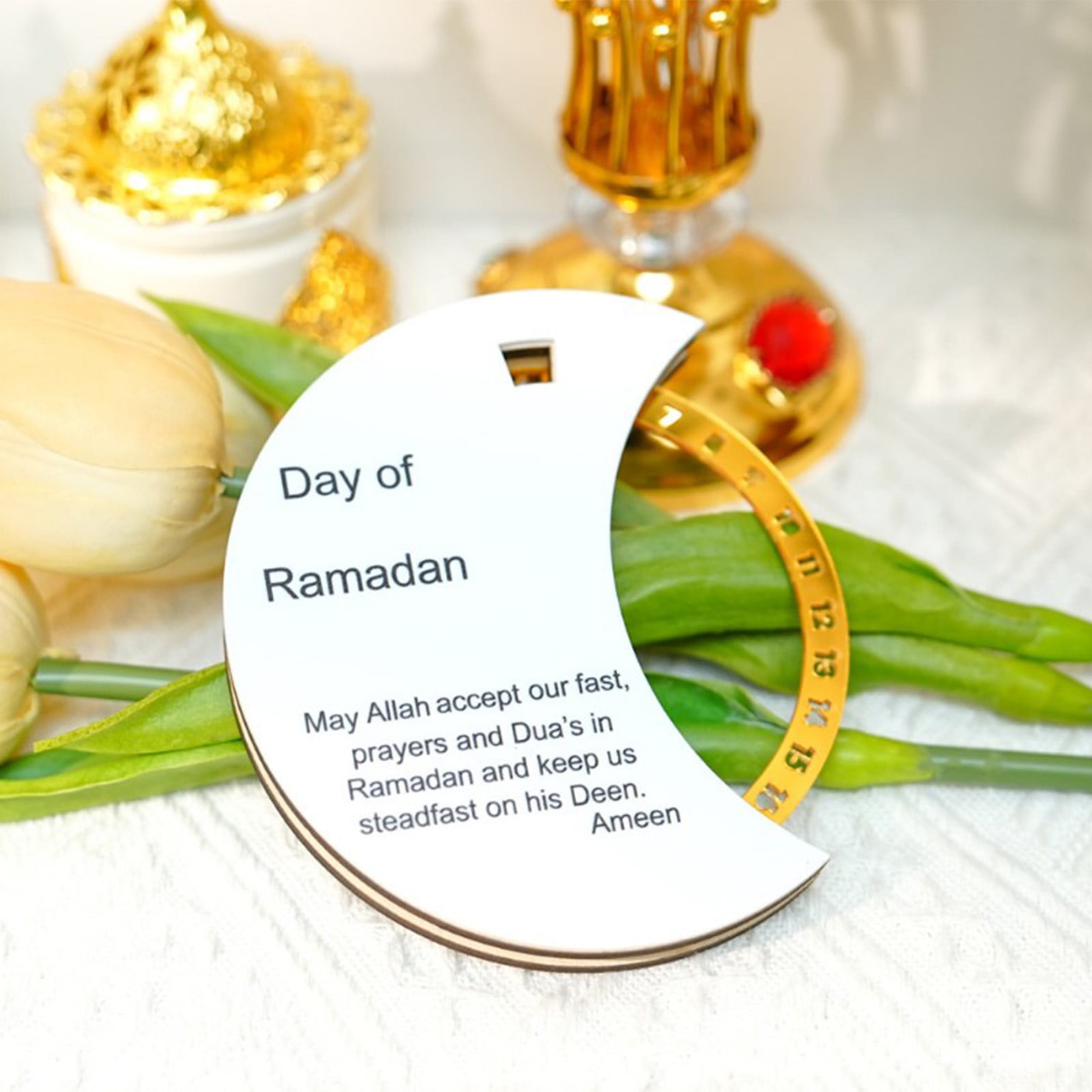 HOARBOEG Ramadan Countdown Calendar, Rotatable Wooden Acrylic Round ...