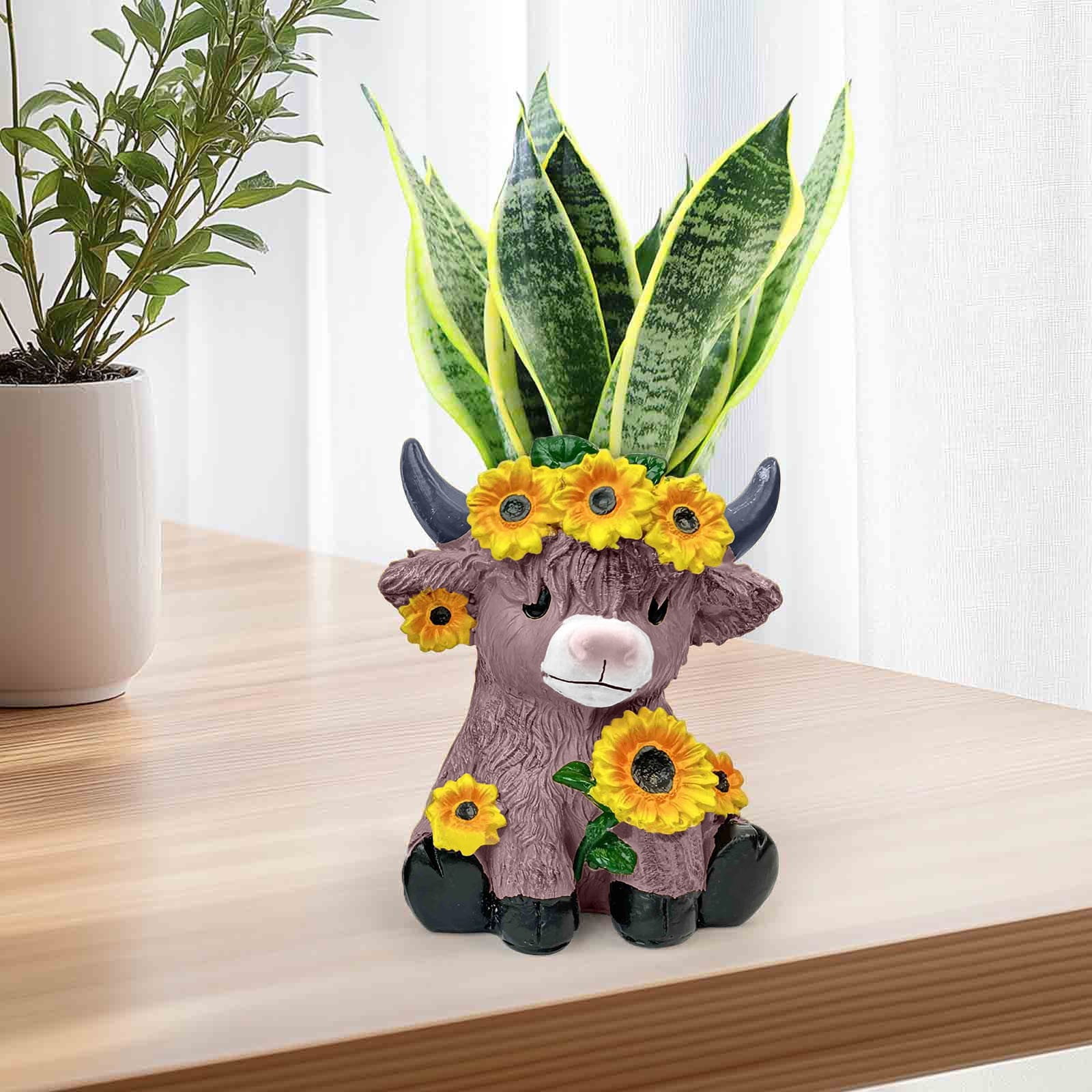 HOARBOEG Resin Cow Planter Pot - Calf Succulent Flower Pot for Home ...