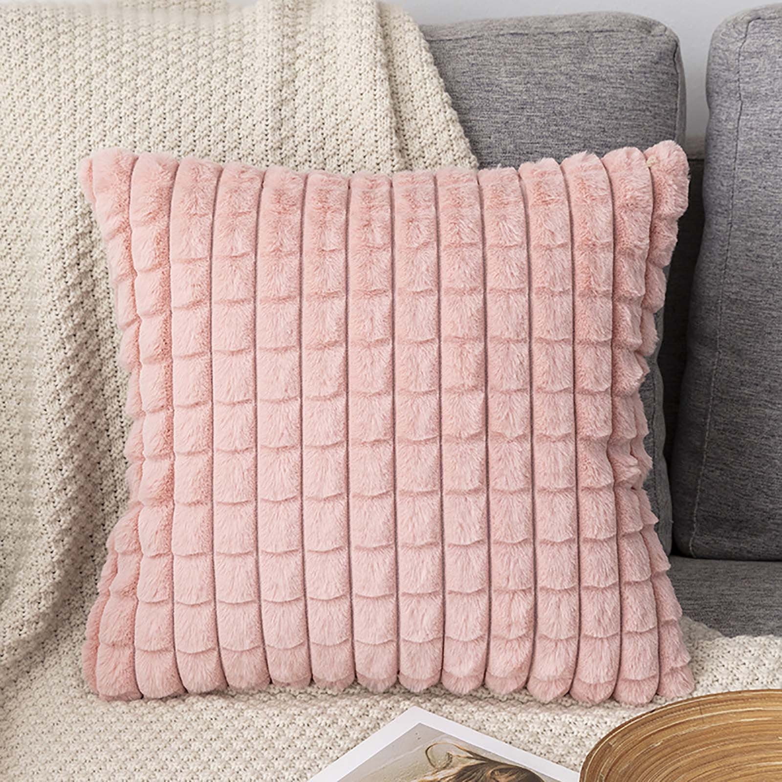 HOARBOEG Solid Color Pillow Plush Lumbar Cushion Stripe Body Pillow 17. ...