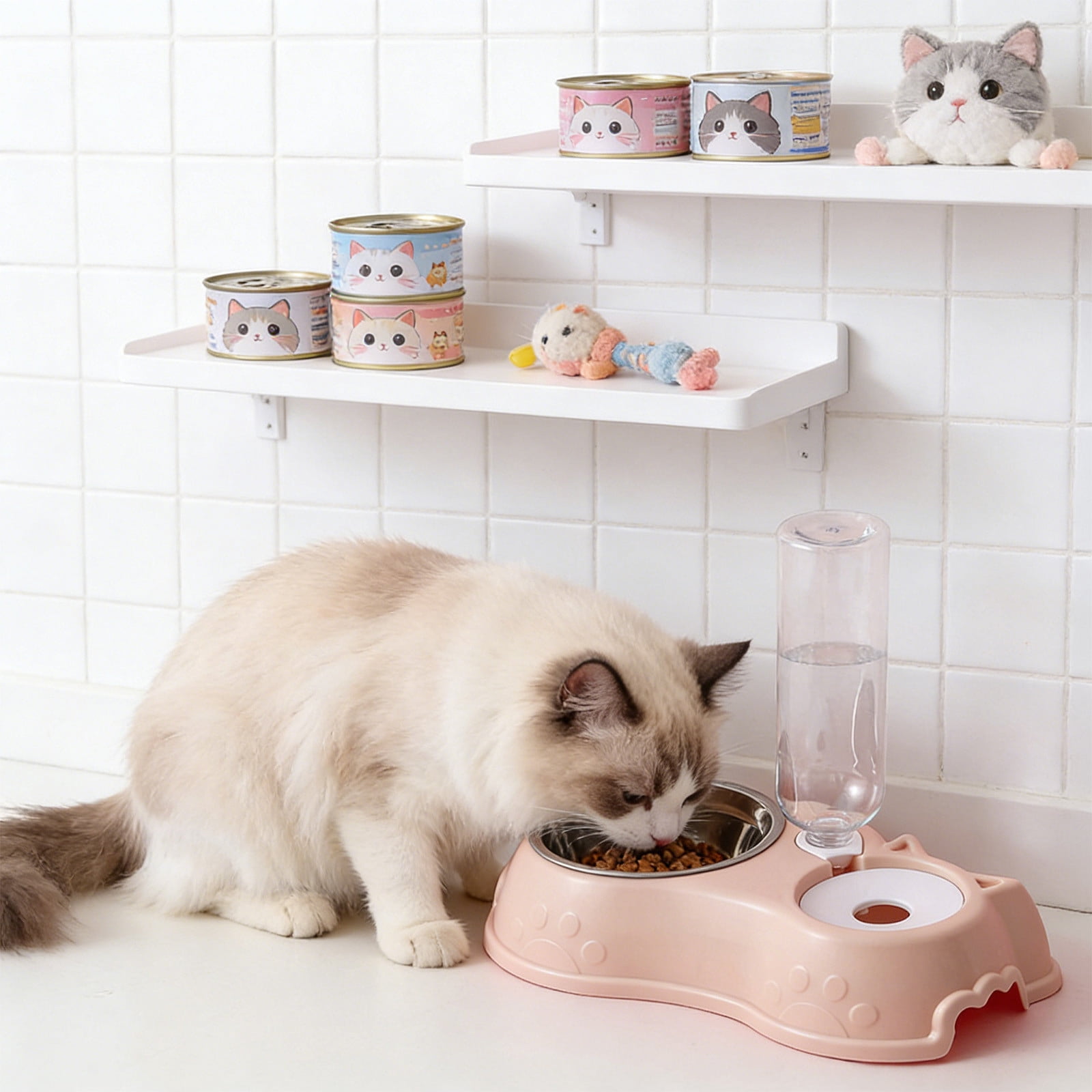 HOARBOEG Stainless Steel Cat Bowl and Dog Bowl, 2-in-1 Automatic ...