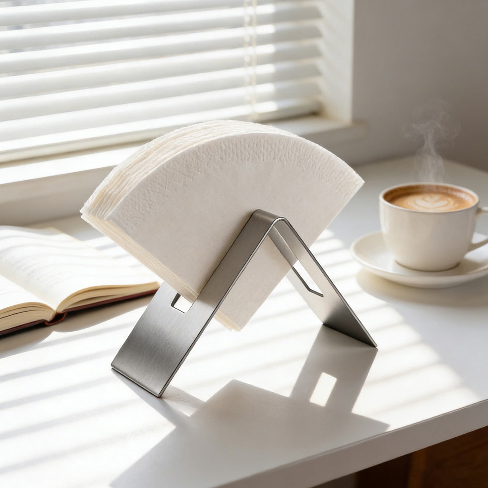 HOARBOEG Stainless Steel Coffee Filter Paper Holder, White Coffee ...