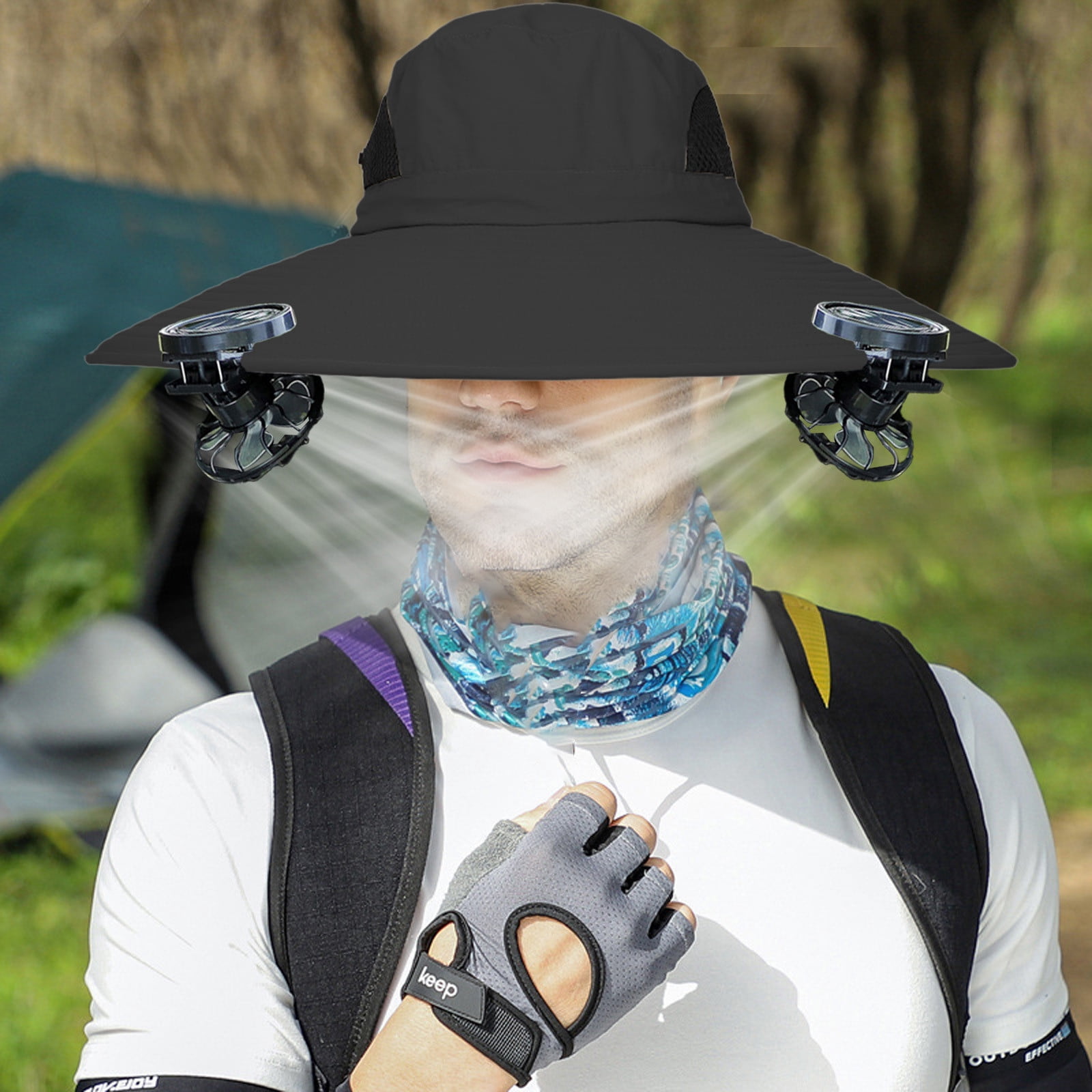 HOARBOEG Sun Visor Hats with Cooling Fan, Solar Powered Fishing Hat ...
