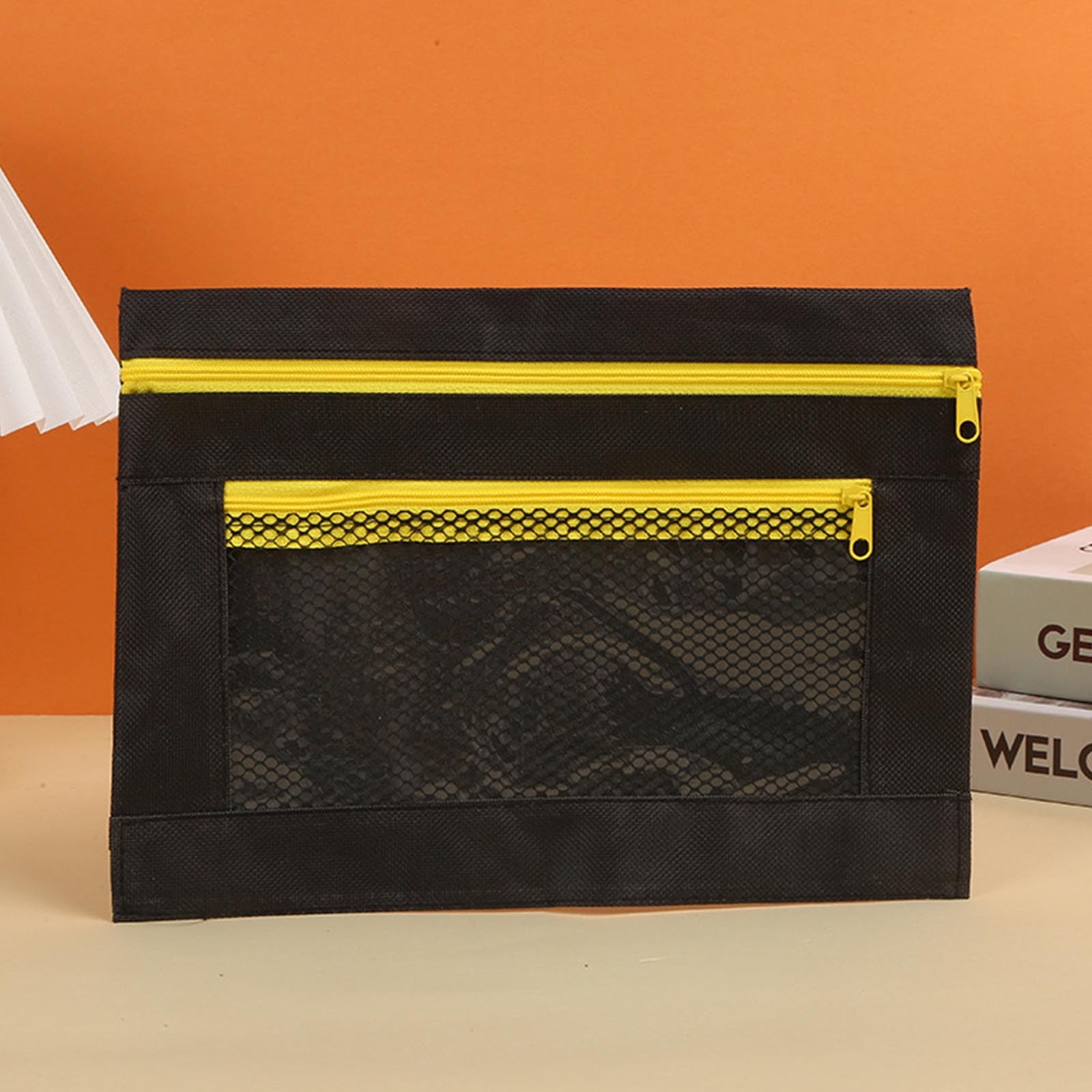 HOARBOEG Three Hole Binder Pencil Pouch, Double Layer Mesh Pencil Bag ...